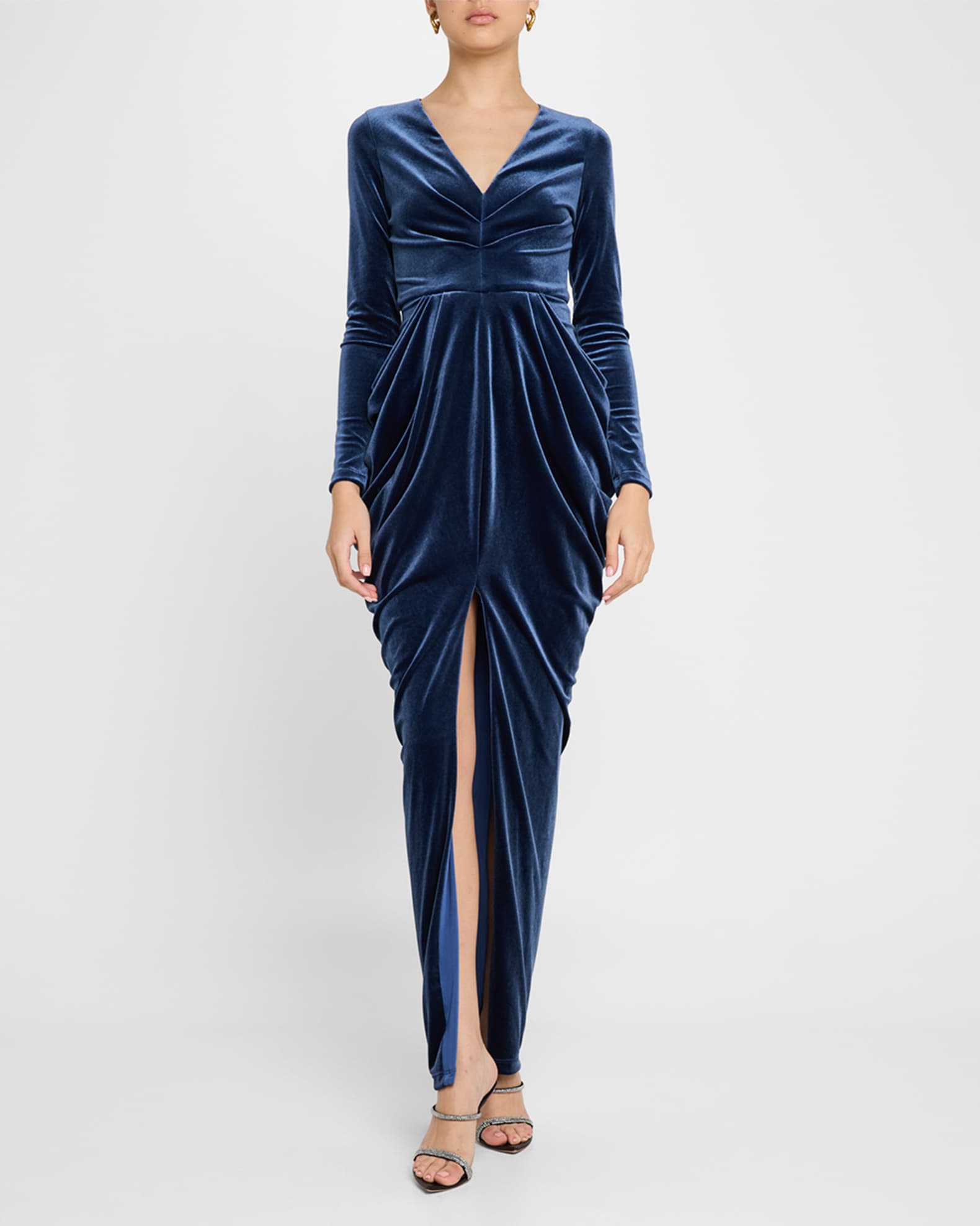 Black Halo Finnegan Draped Velvet Gown | Neiman Marcus