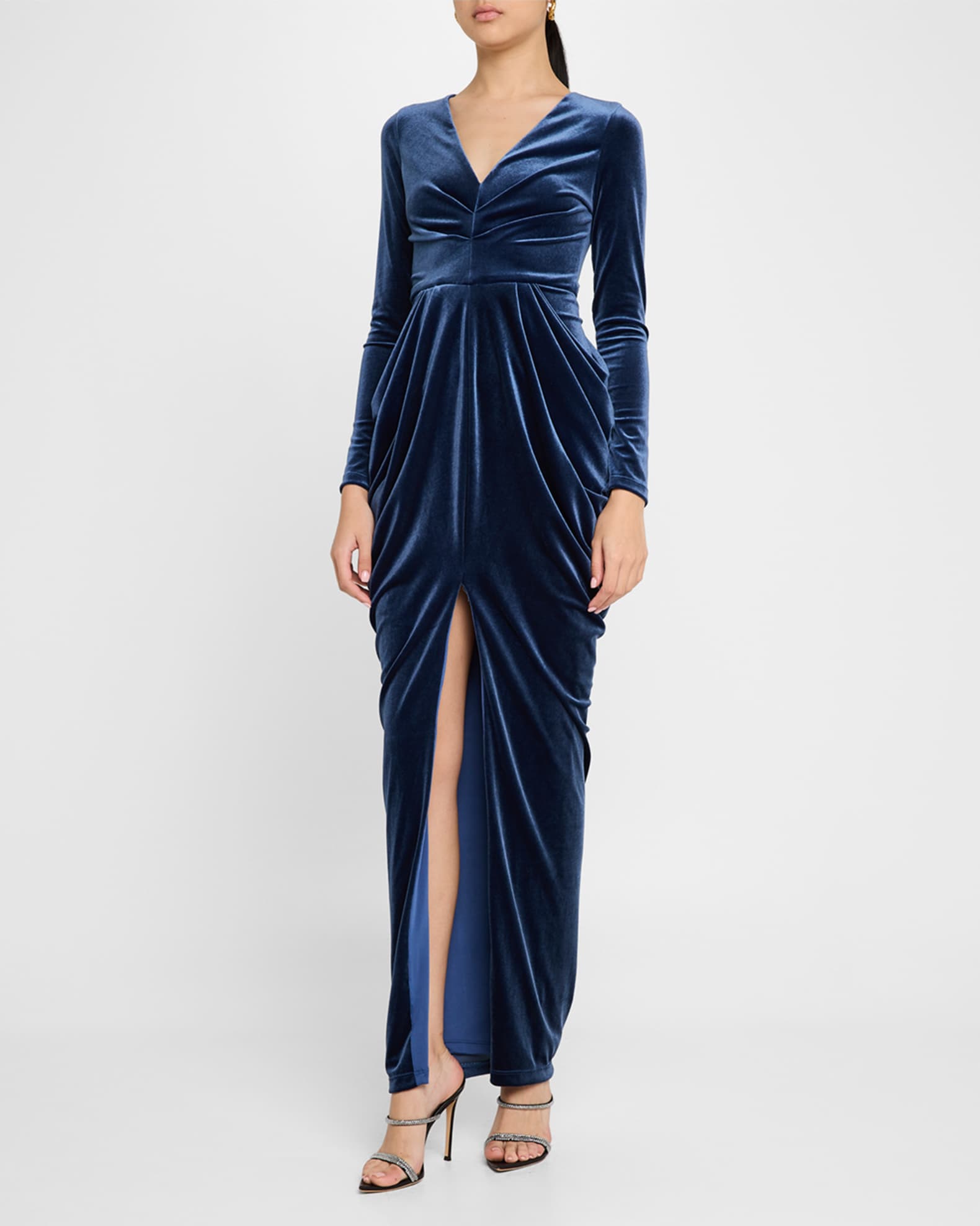 Black Halo Finnegan Draped Velvet Gown | Neiman Marcus