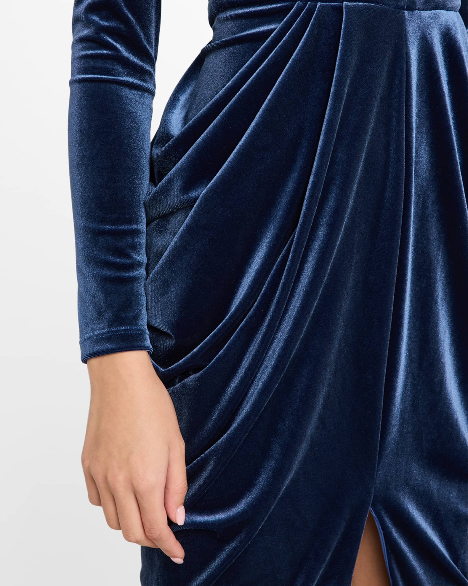Black Halo Finnegan Draped Velvet Gown | Neiman Marcus