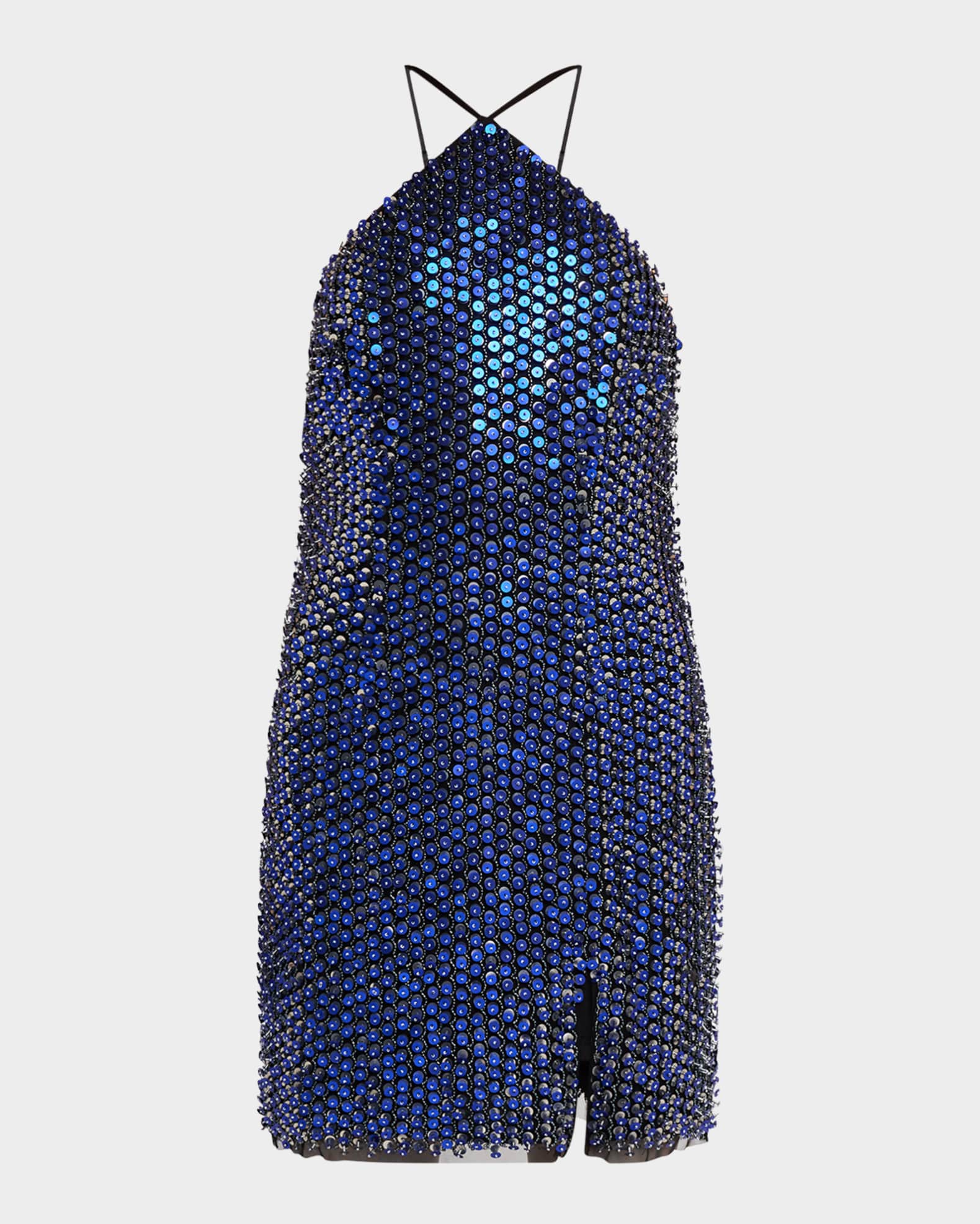 Liv Foster Wren Bead & Sequin Halter Mini Dress | Neiman Marcus