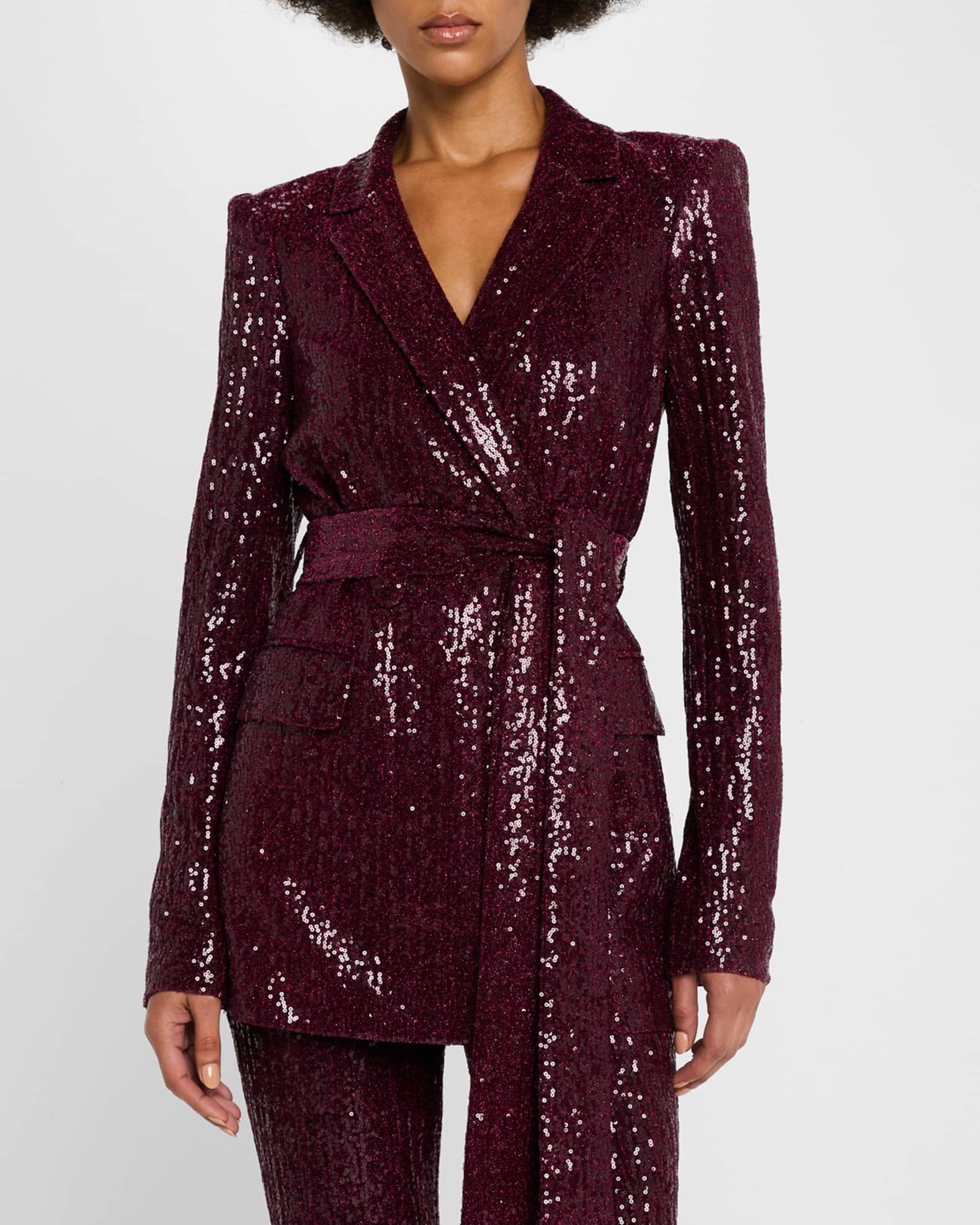 Badgley Mischka Collection Double-Breasted Sequin Jacket | Neiman Marcus