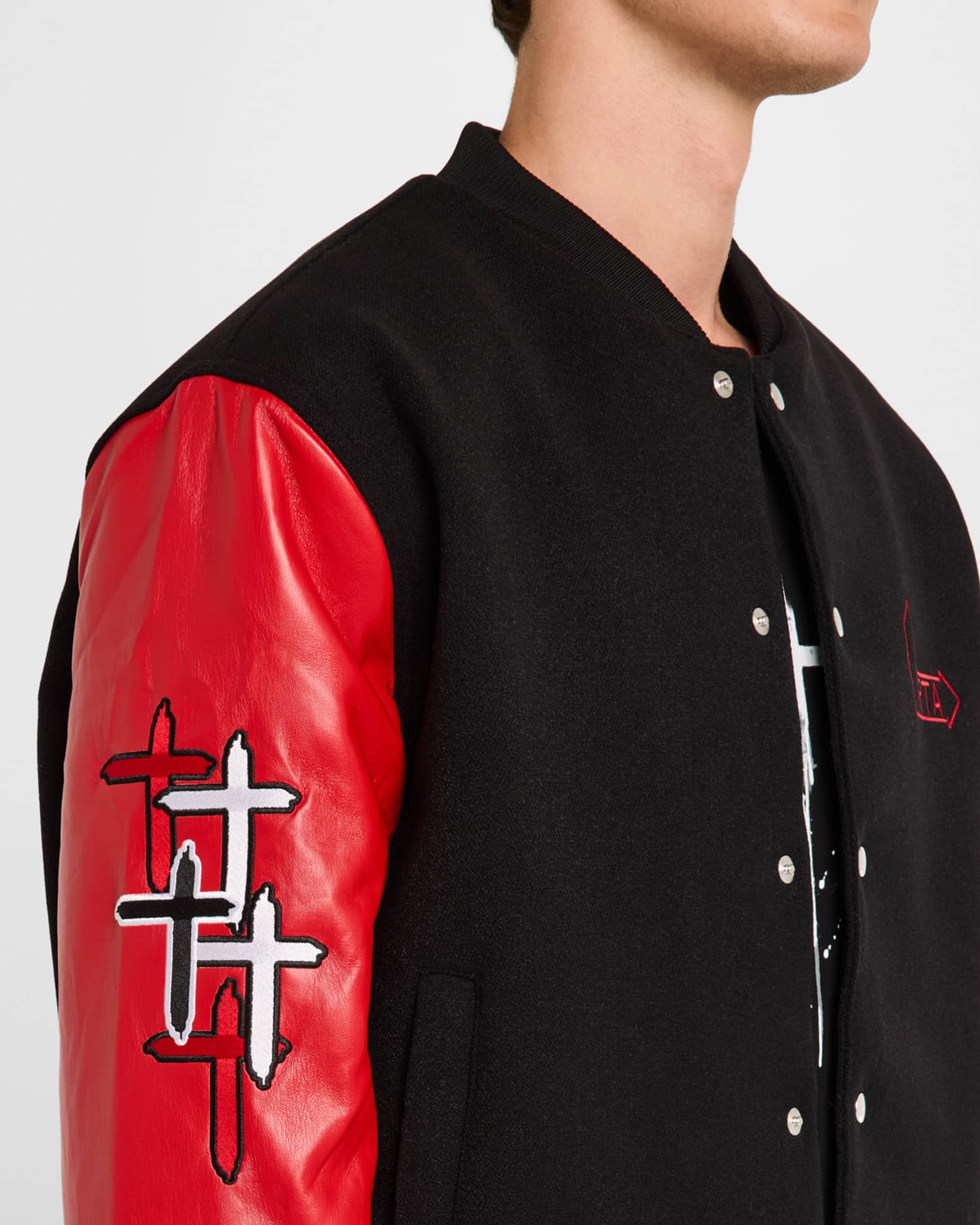 RTA Men's Marty Flame Logo Varsity Jacket | Neiman Marcus