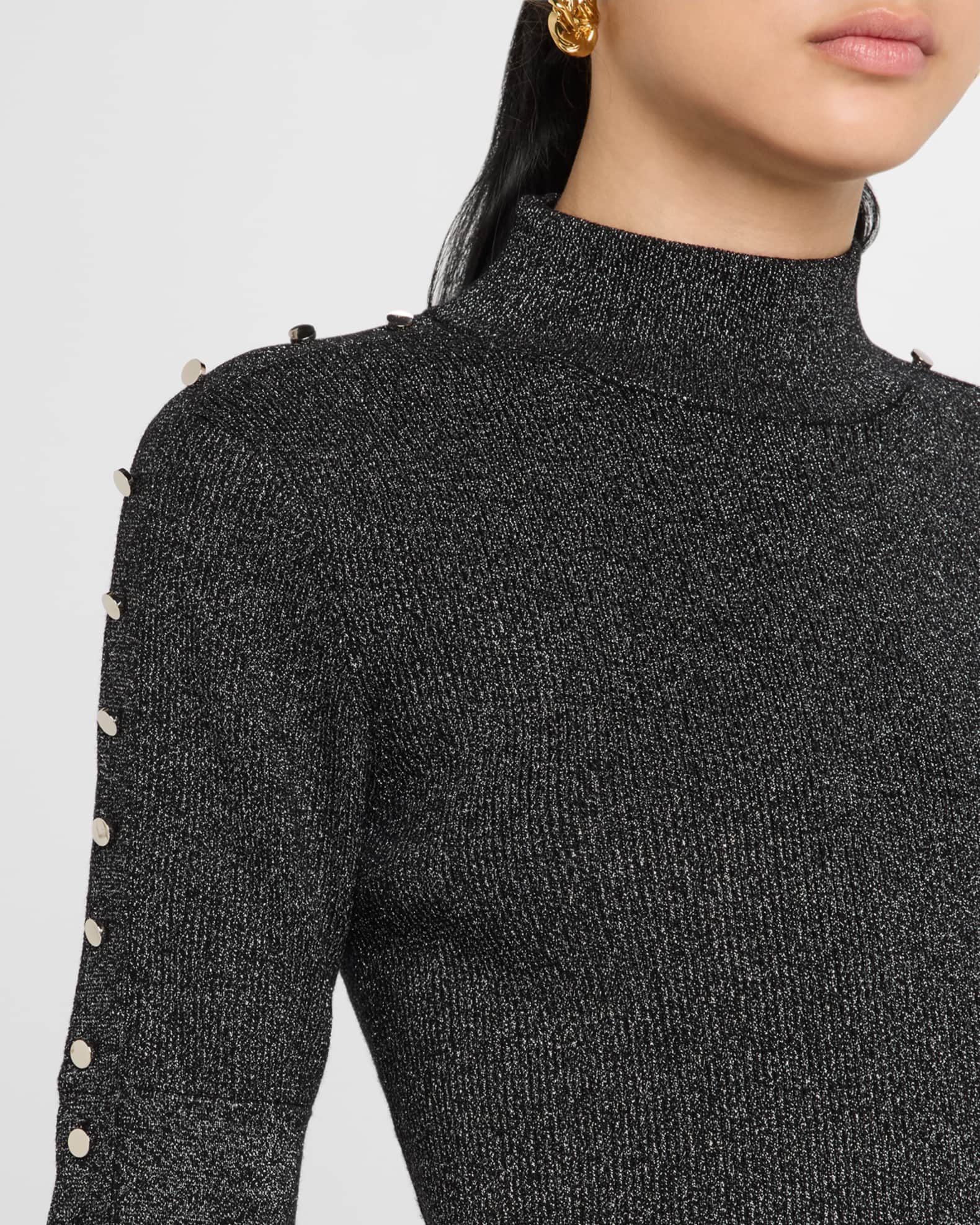 Elie Tahari The Samantha Metallic Mock-Neck Sweater | Neiman Marcus