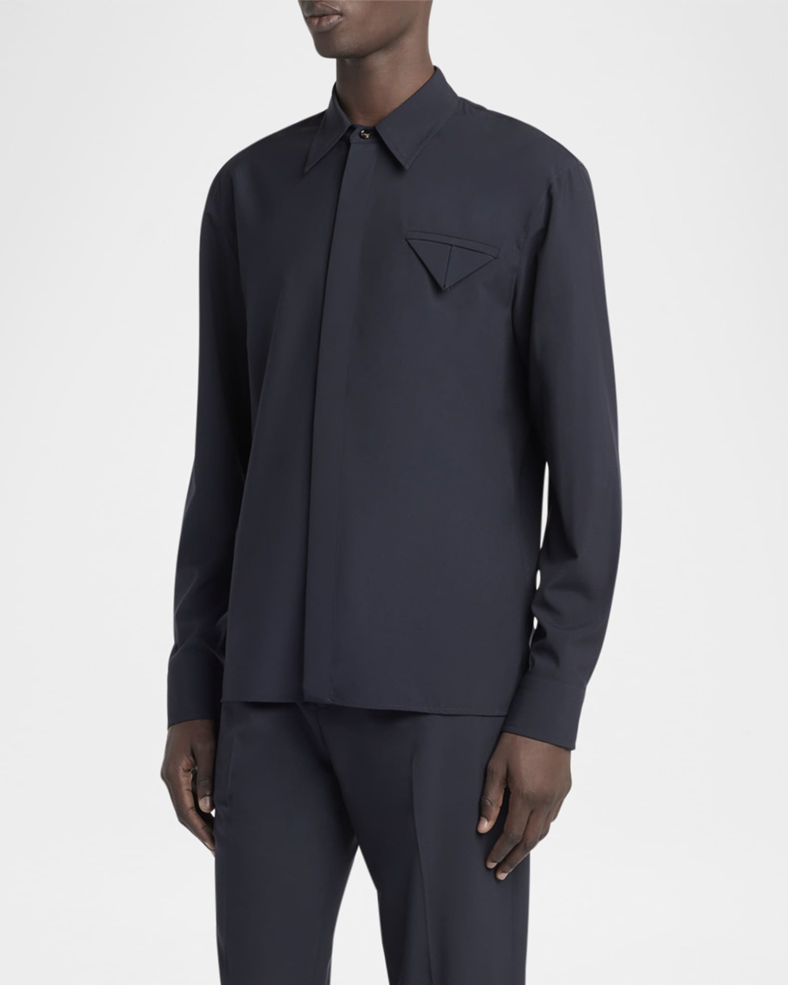 Bottega Veneta Men's Fine Wool Sport Shirt | Neiman Marcus