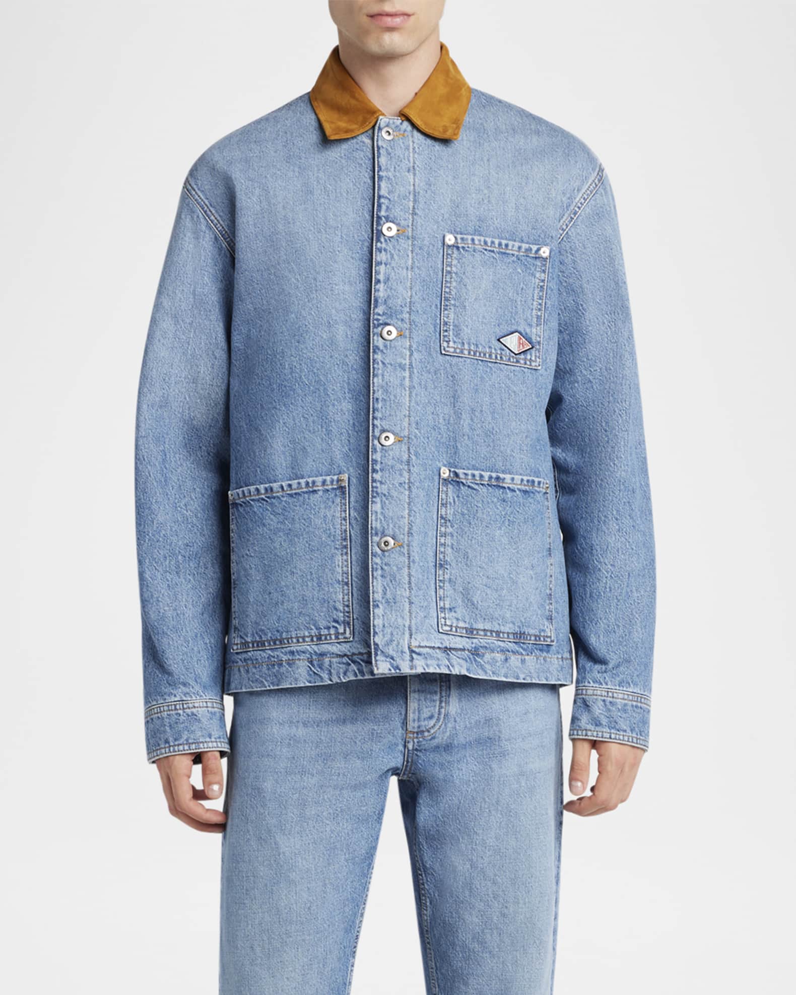 Bottega Veneta Men's Eco Wash Denim Blouson Jacket | Neiman Marcus