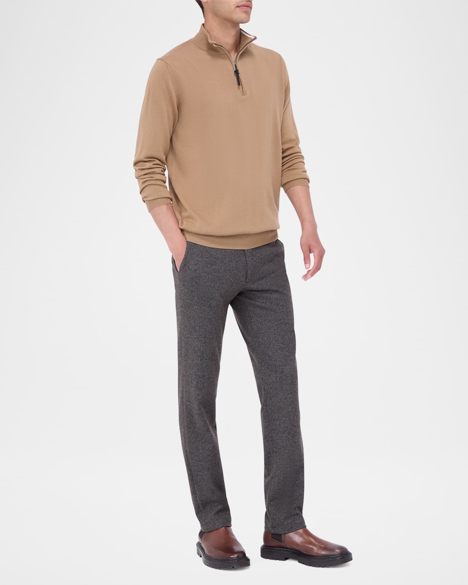 Bugatchi Men's Wool Quarter-Zip Sweater | Neiman Marcus