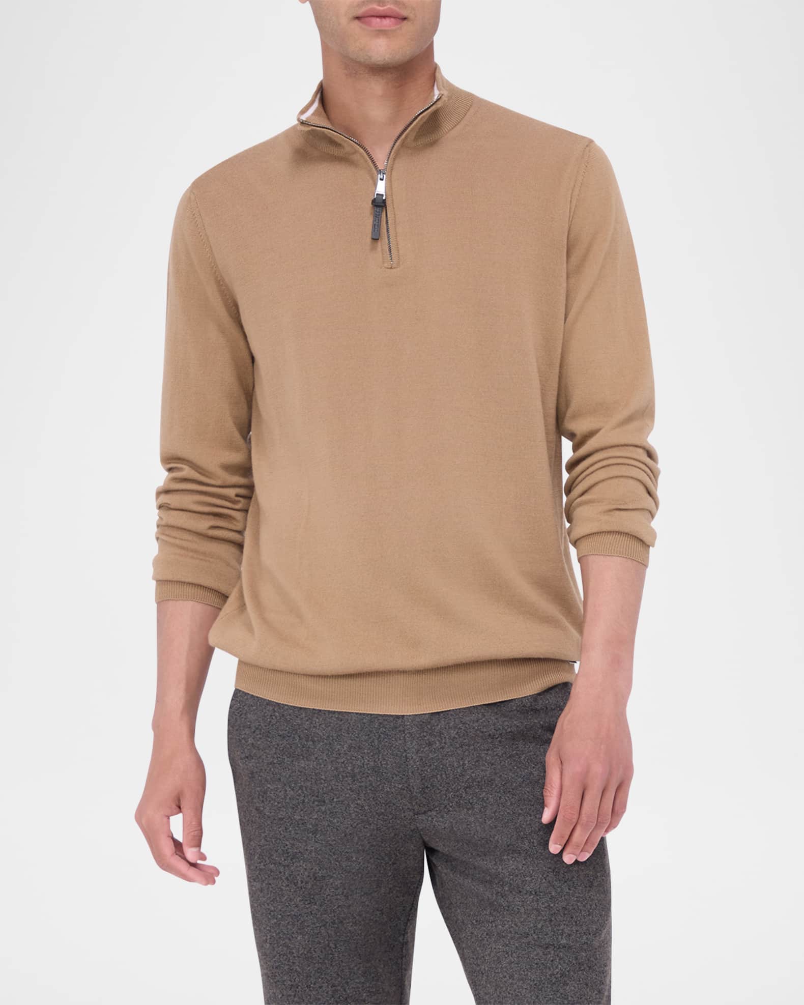 Bugatchi Men's Wool Quarter-Zip Sweater | Neiman Marcus