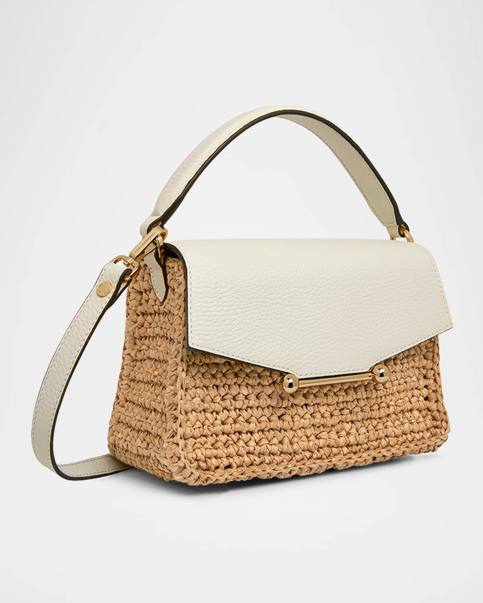 STRATHBERRY Mosaic Nano Raffia & Leather Top-Handle Bag | Neiman Marcus