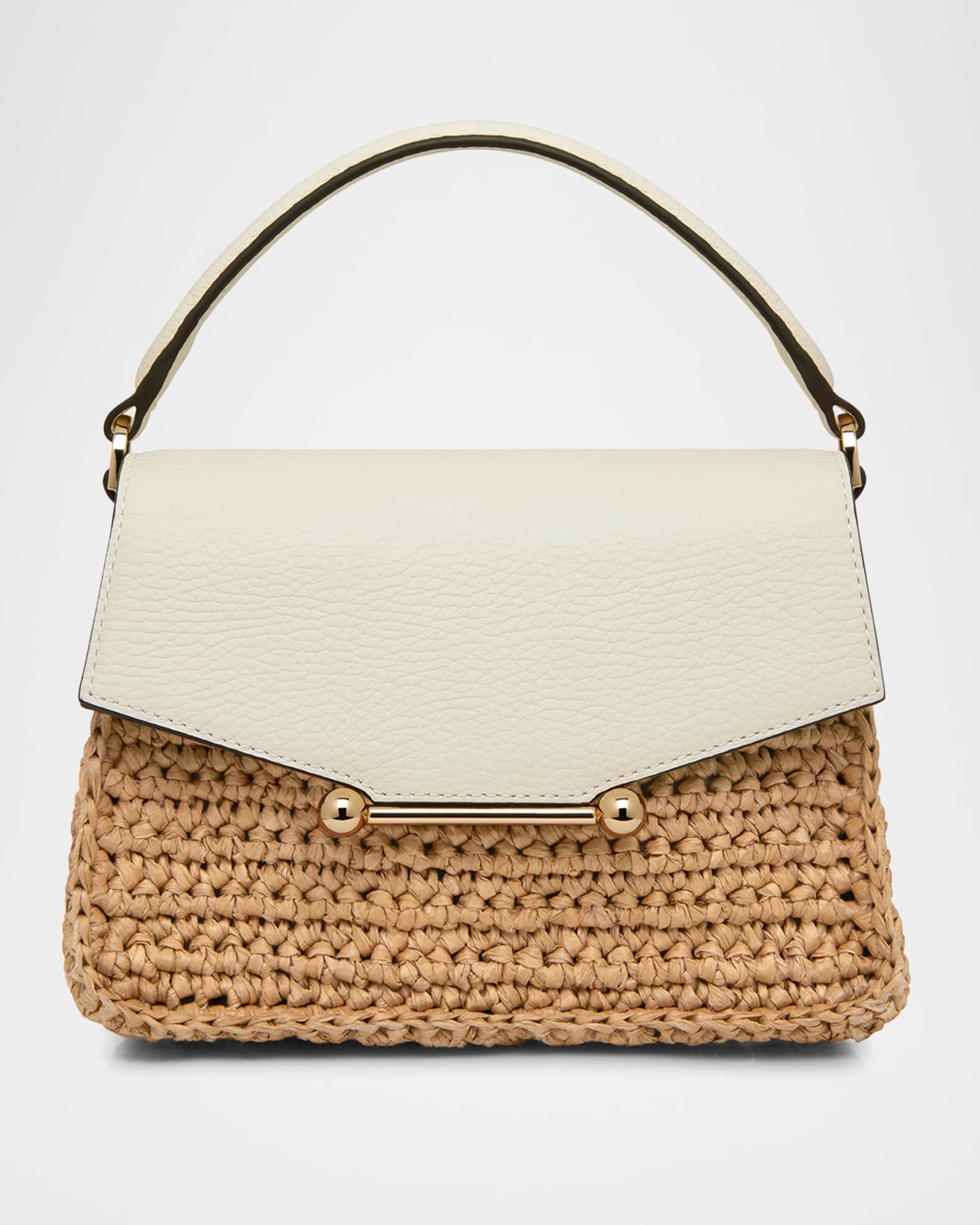 STRATHBERRY Mosaic Nano Raffia & Leather Top-Handle Bag | Neiman Marcus