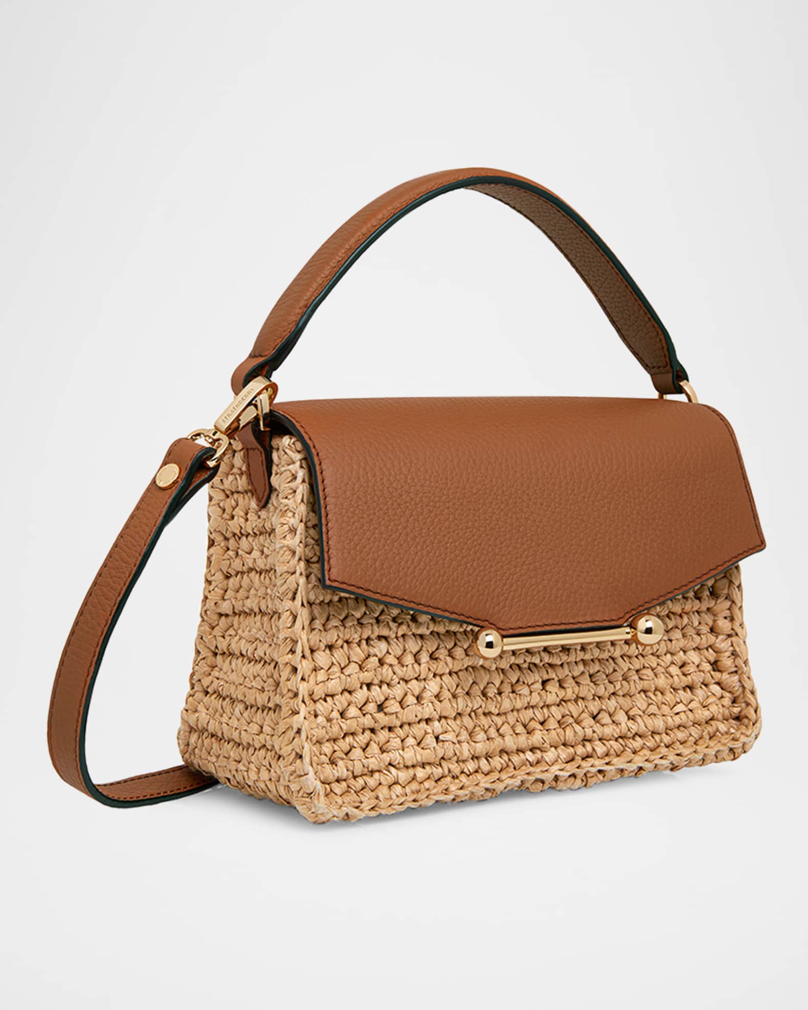 STRATHBERRY Mosaic Nano Raffia & Leather Top-Handle Bag | Neiman Marcus