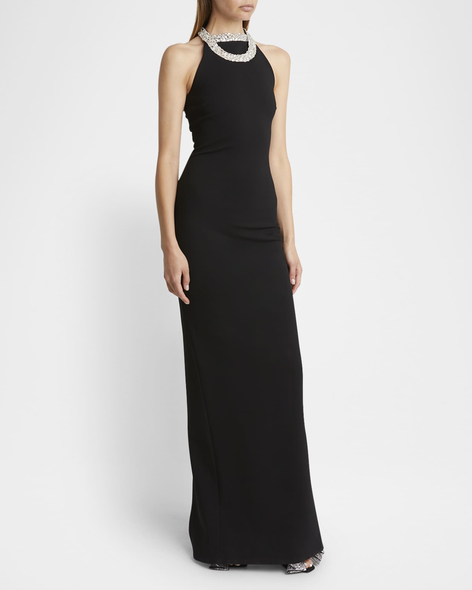 Balmain Halterneck Crystal Neck Gown | Neiman Marcus