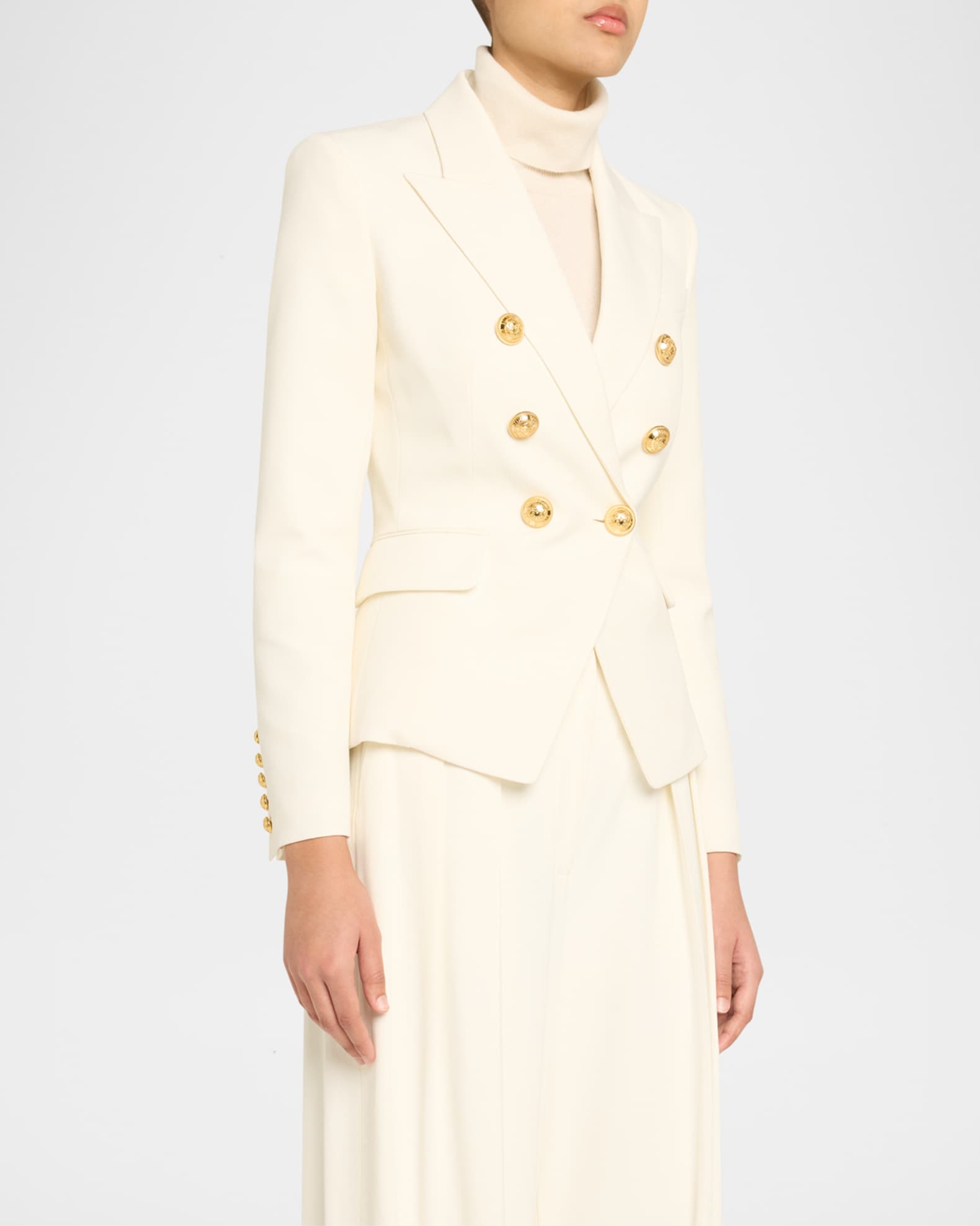 Balmain Classic Double-Breasted Fitted Wool Jacket | Neiman Marcus