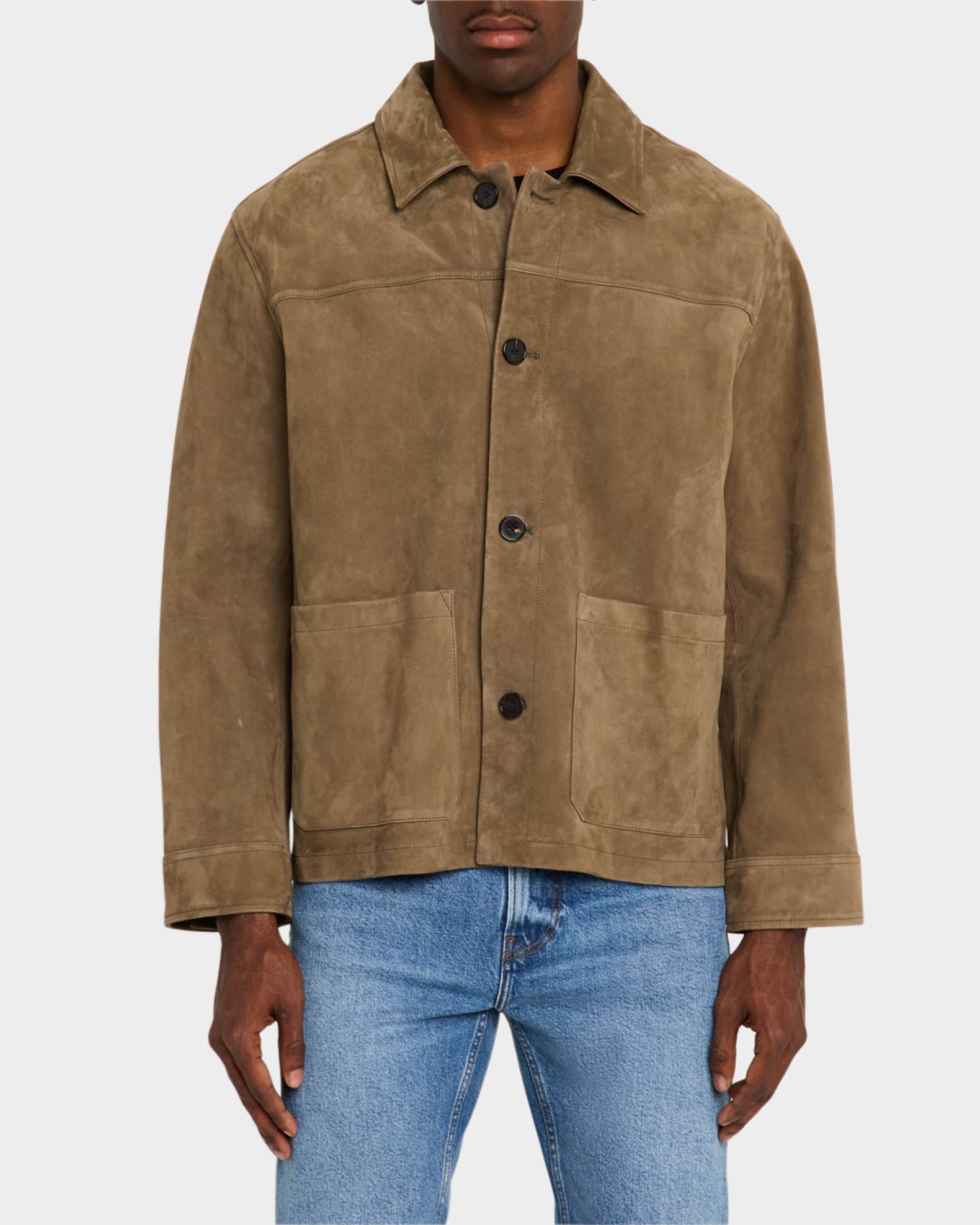 FRAME Men's Suede Chore Coat | Neiman Marcus