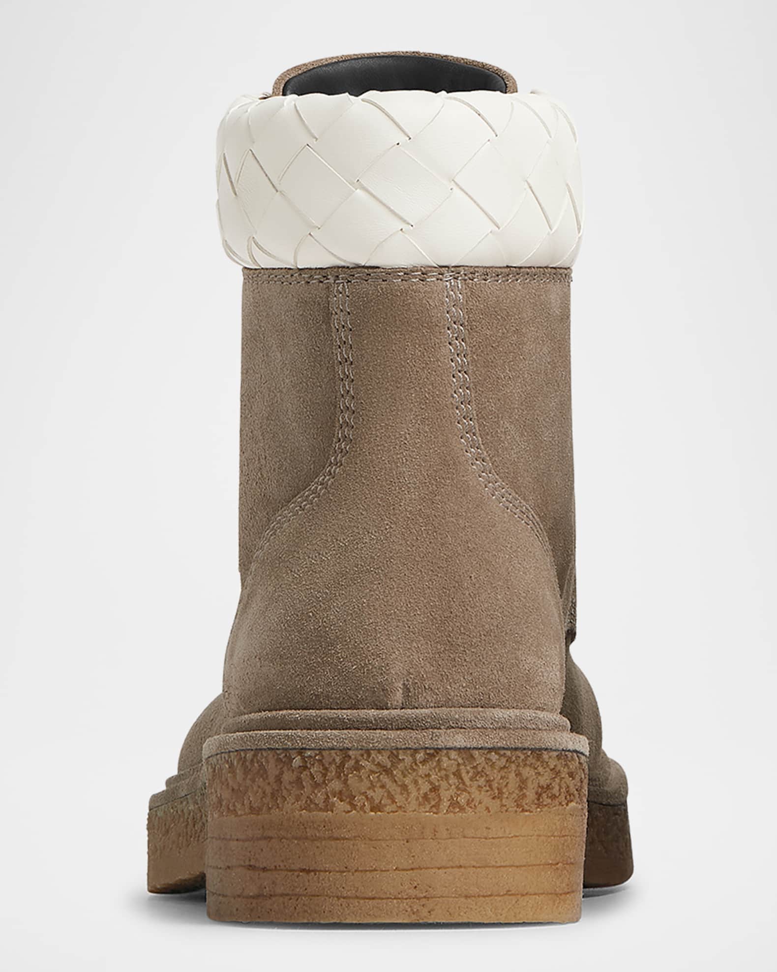 Bottega Veneta Men's Haddock Intrecciato-Collar Suede Lace-Up Boots ...