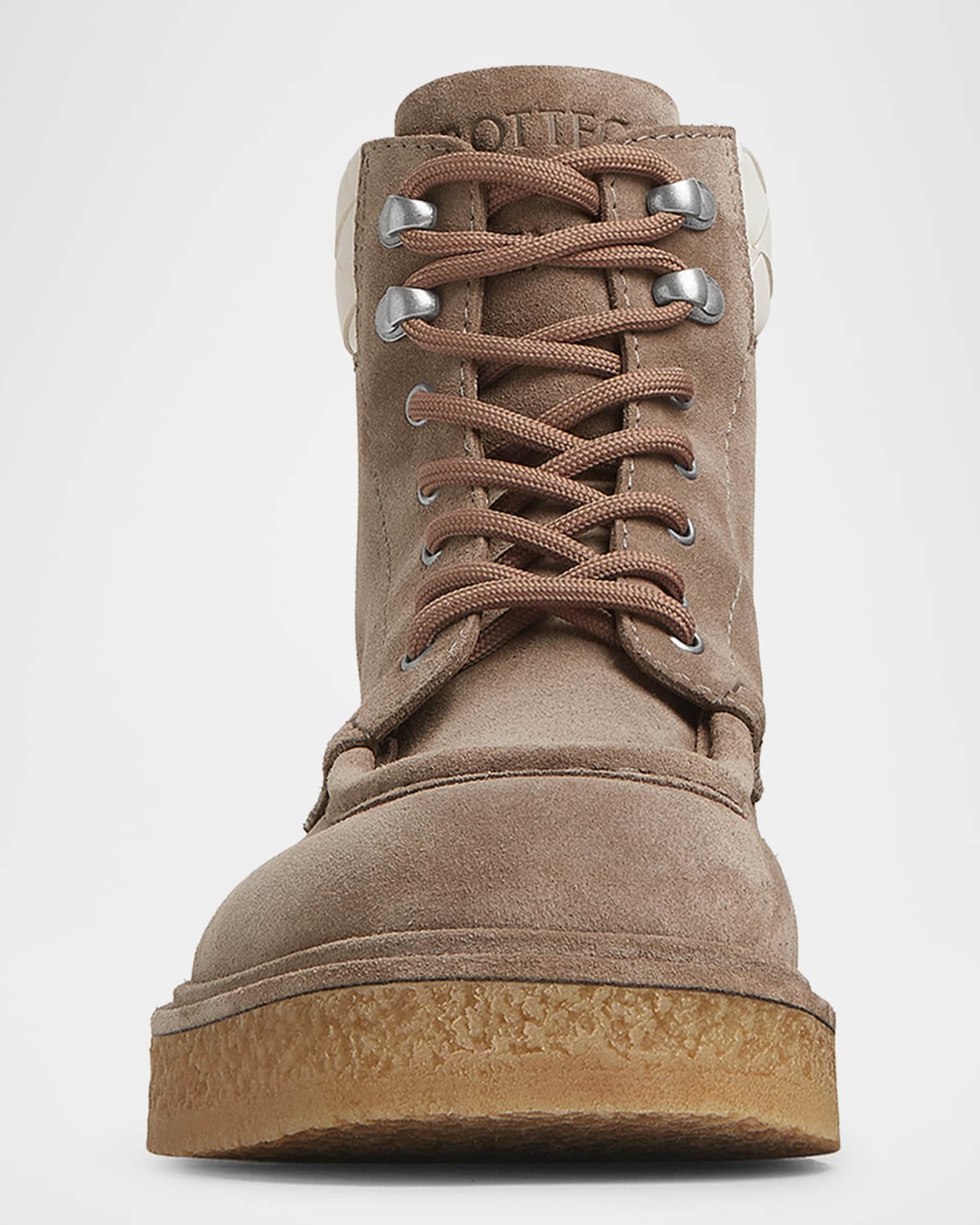 Bottega Veneta Men's Haddock Intrecciato-Collar Suede Lace-Up Boots ...