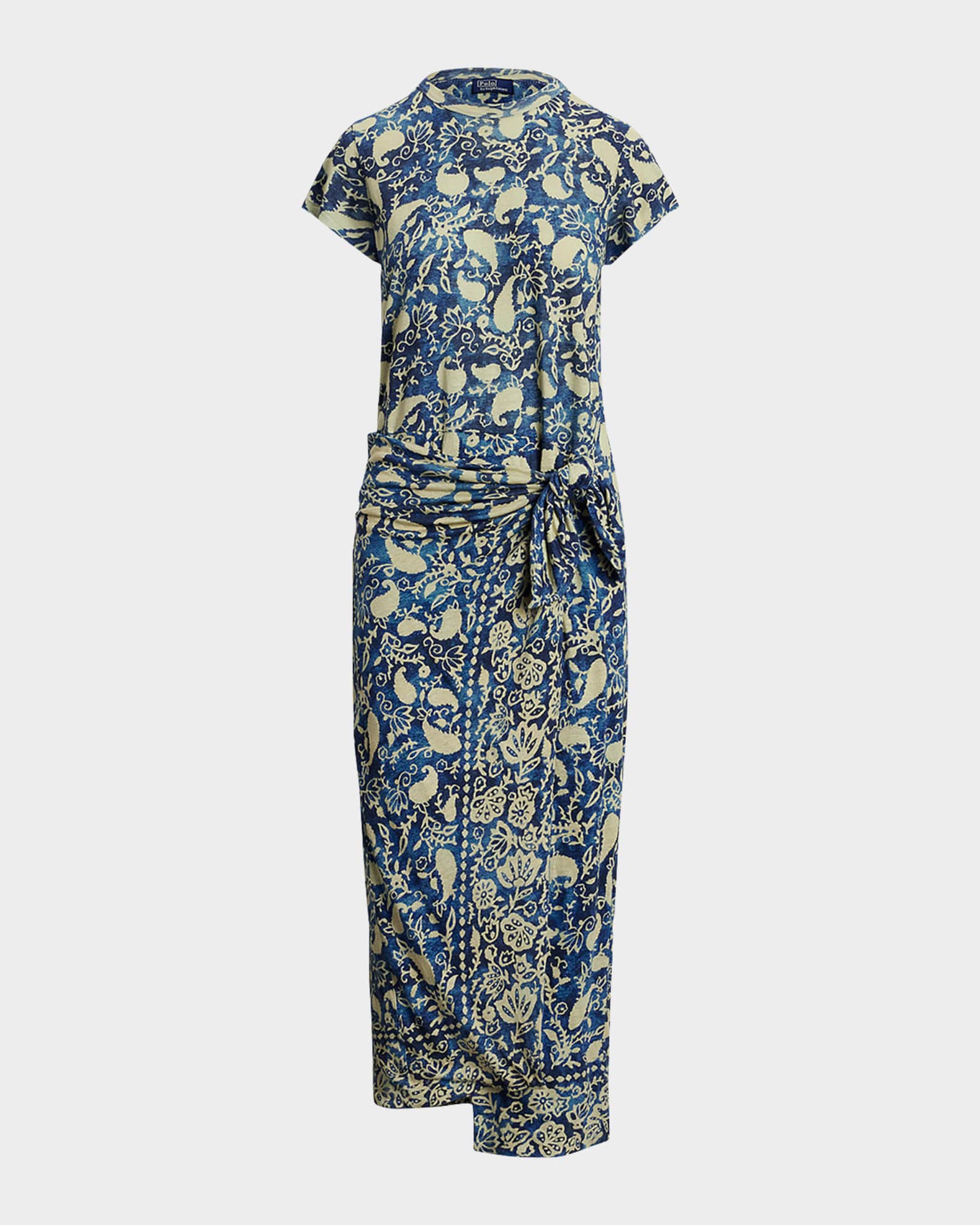 Polo Ralph Lauren Printed Linen Faux-Wrap Dress | Neiman Marcus