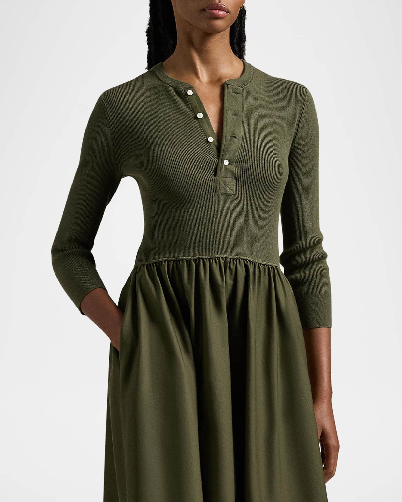 Polo Ralph Lauren Henley-Bodice Maxi Dress | Neiman Marcus