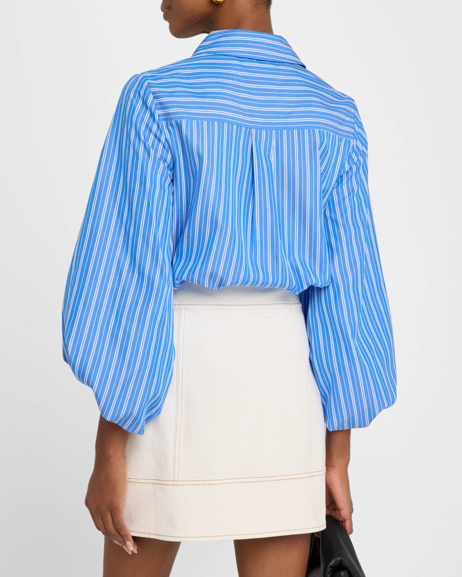 Tanya Taylor Marina Stripe Balloon-Sleeve Top | Neiman Marcus