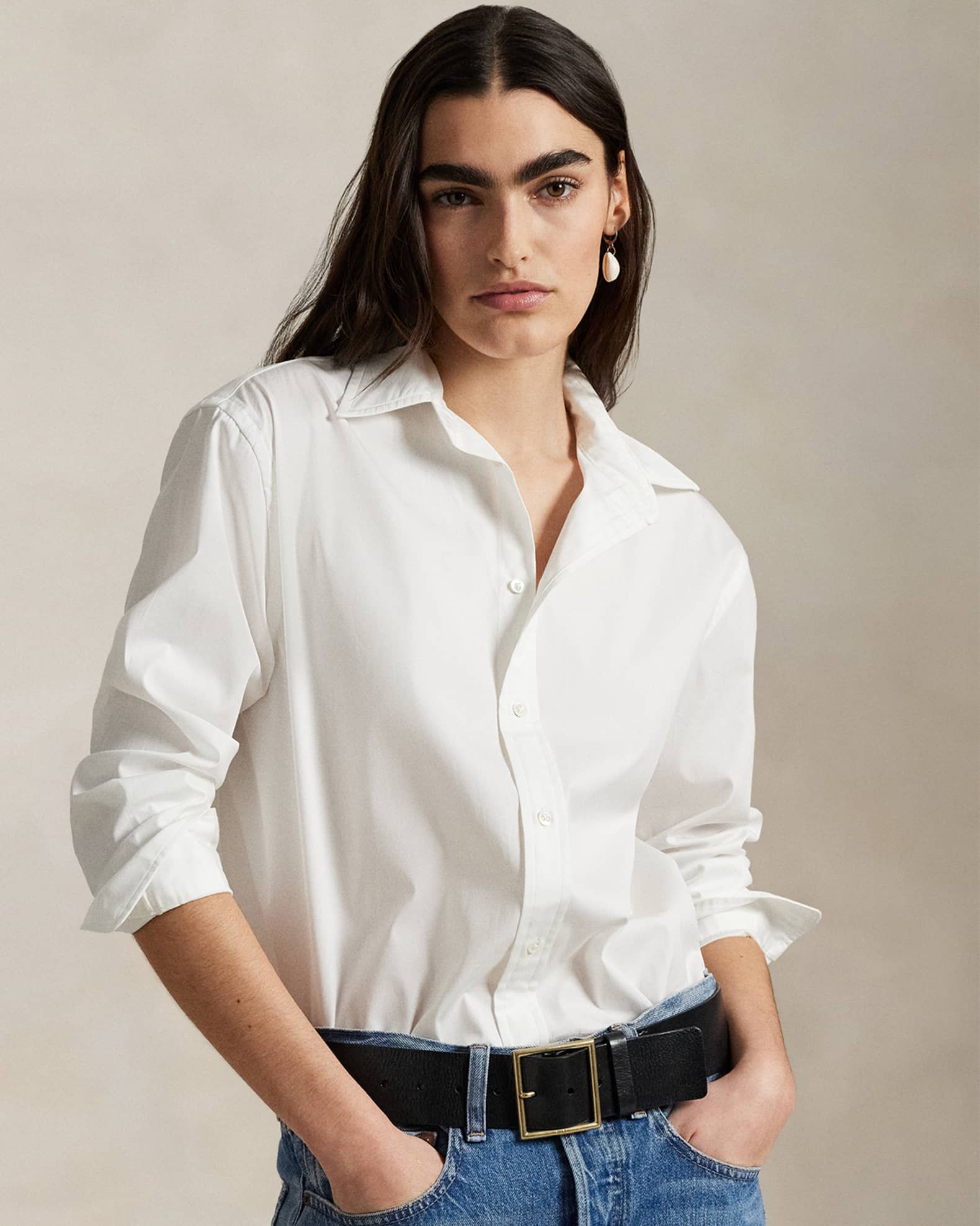 Polo Ralph Lauren Oversized Cotton Button-Front Shirt | Neiman Marcus