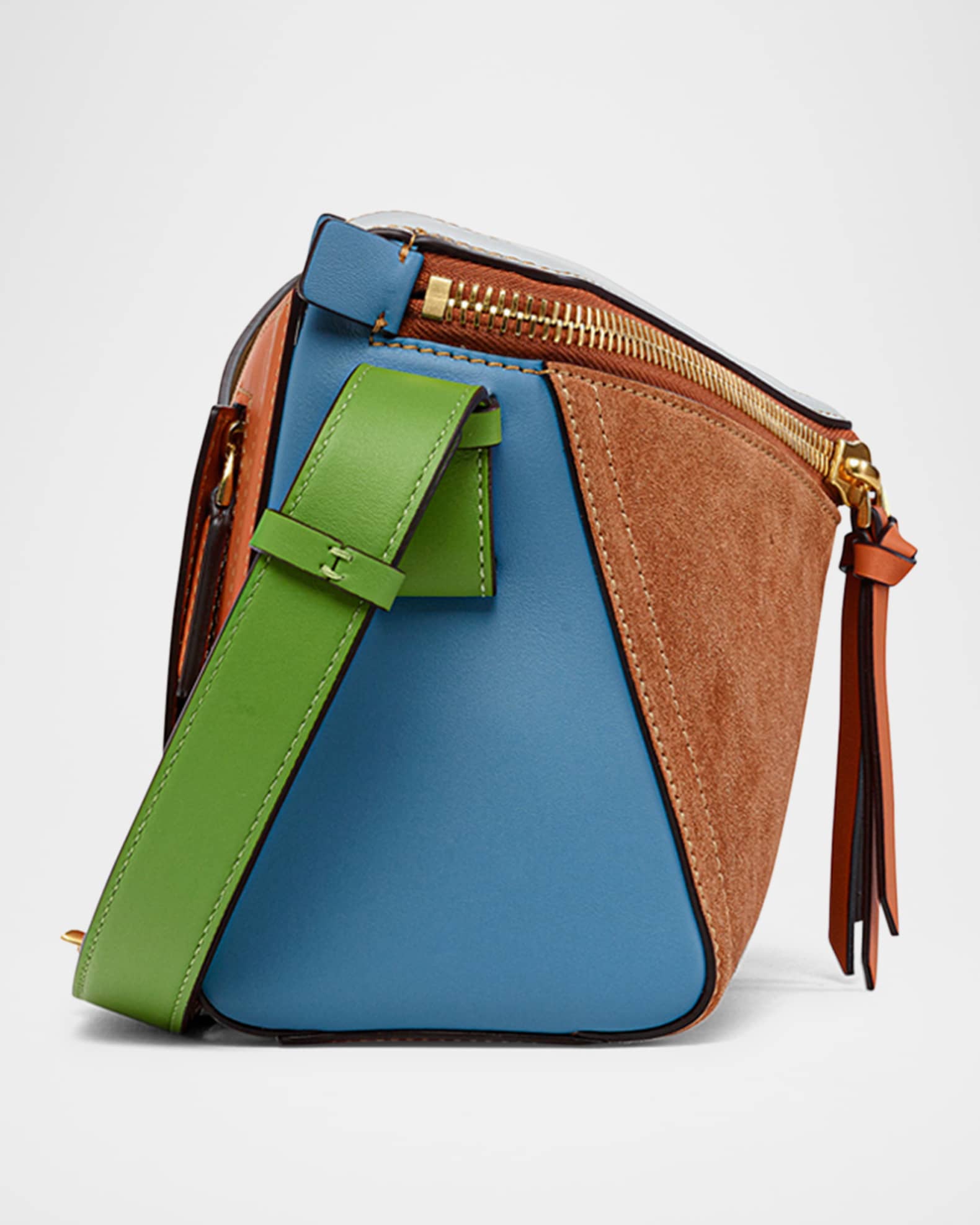 MCM 3D Diamond Colorblock Suede Shoulder Bag | Neiman Marcus