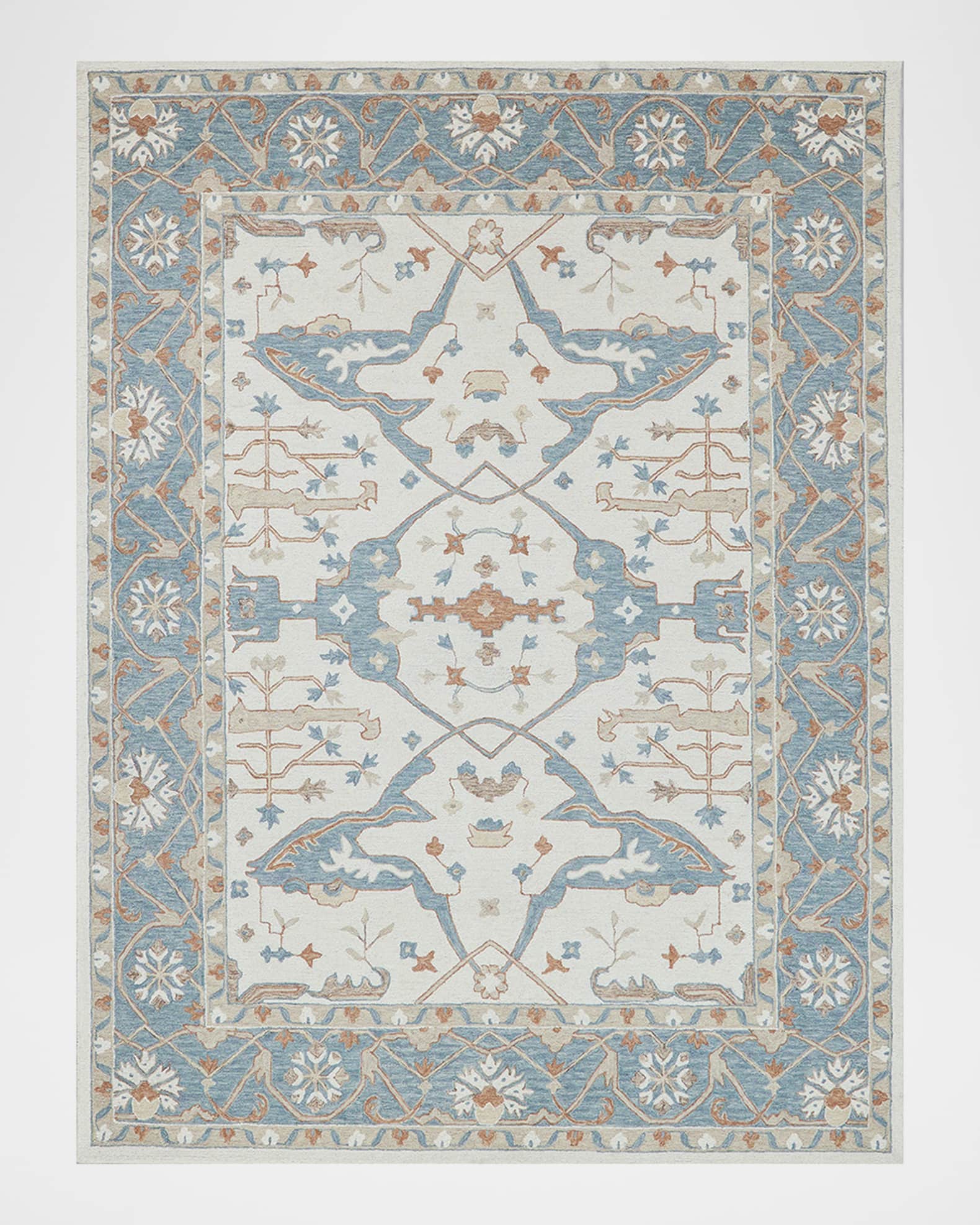 Claremont Oushak Hand-Tufted Ivory & Light Blue Rugs | Neiman Marcus