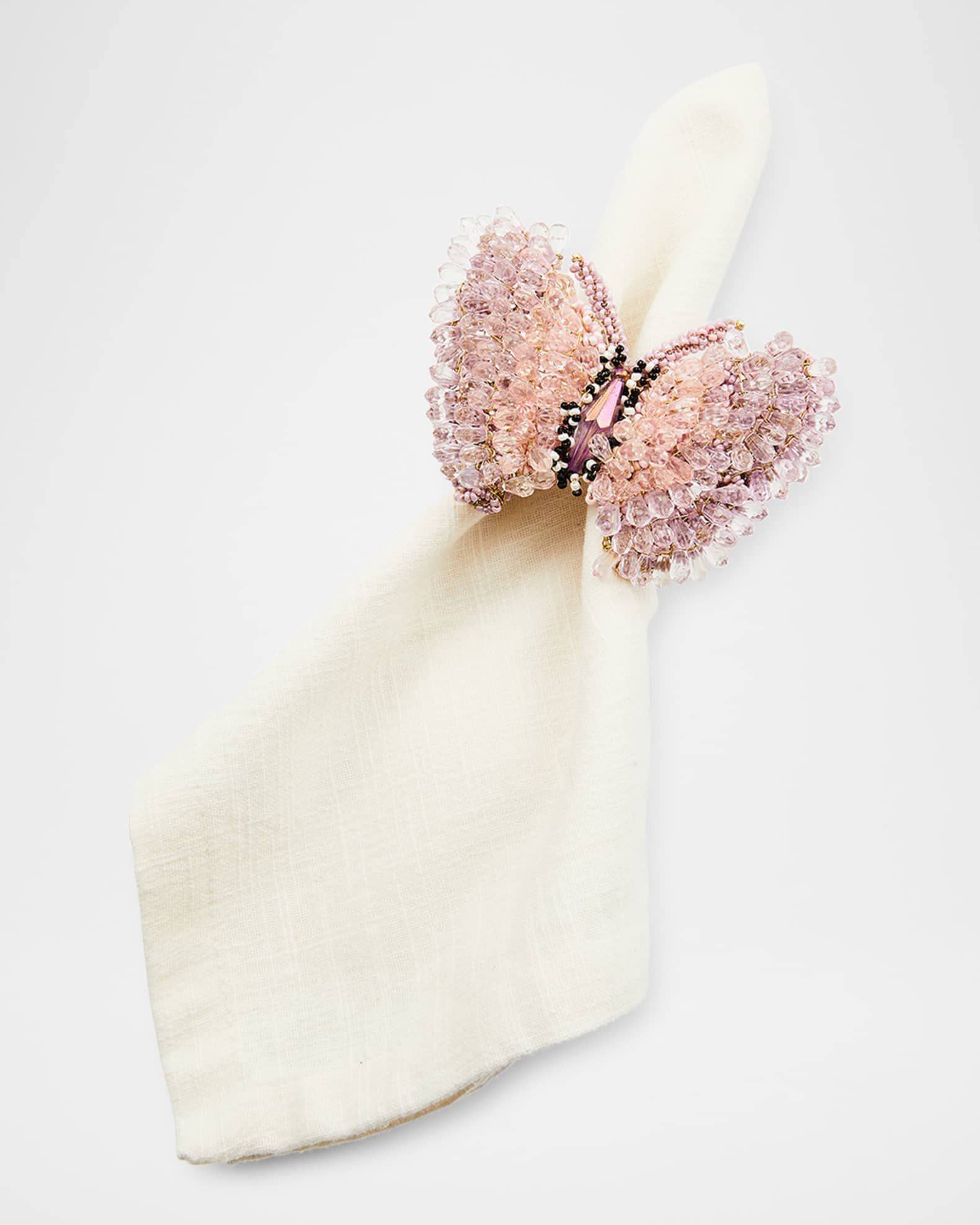MacKenzie-Childs Pink Butterfly Hill Napkin Rings, Set of 4 | Neiman Marcus