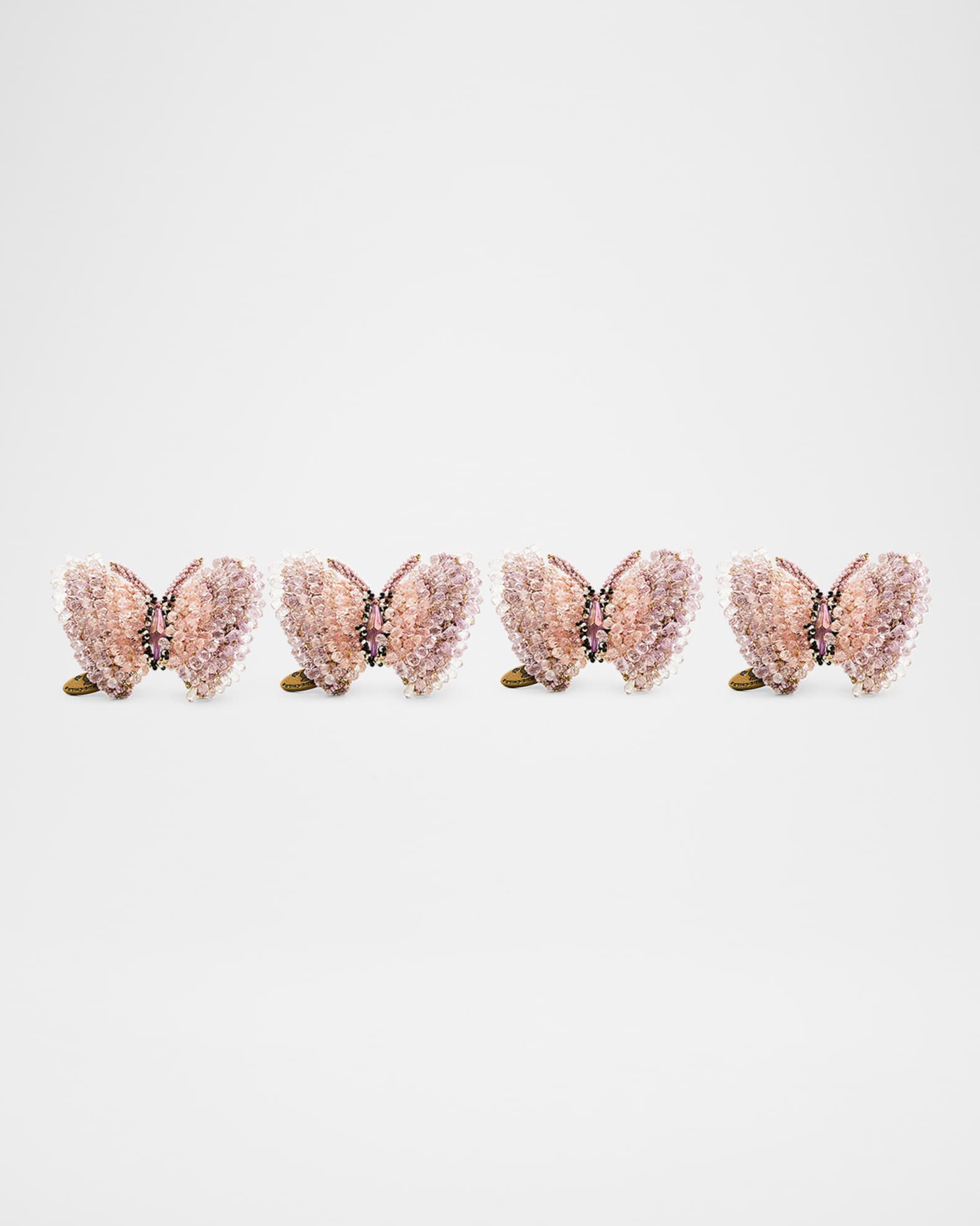 MacKenzie-Childs Pink Butterfly Hill Napkin Rings, Set of 4 | Neiman Marcus