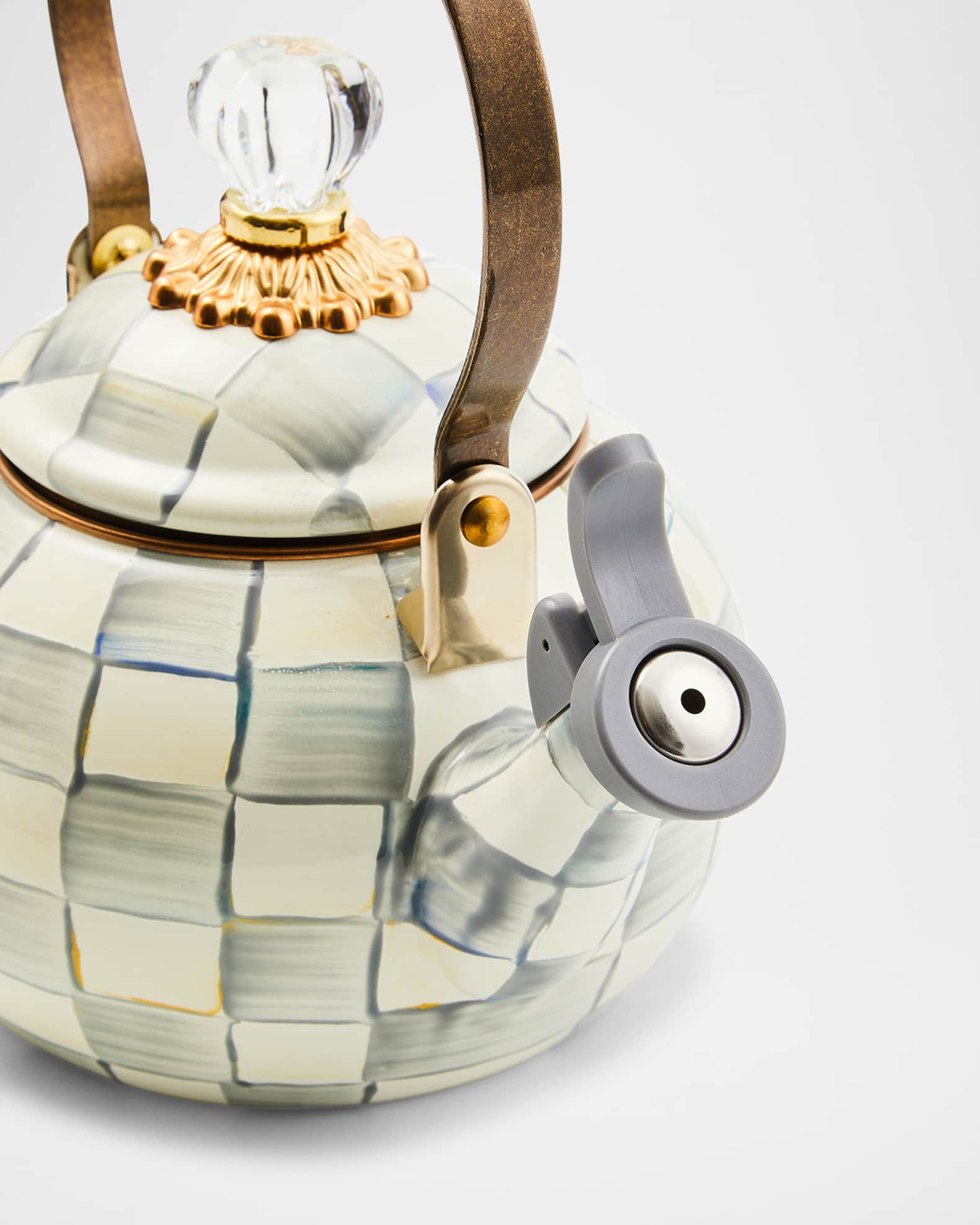 MacKenzie-Childs Sterling Check 1-Qt. Whistling Tea Kettle | Neiman Marcus