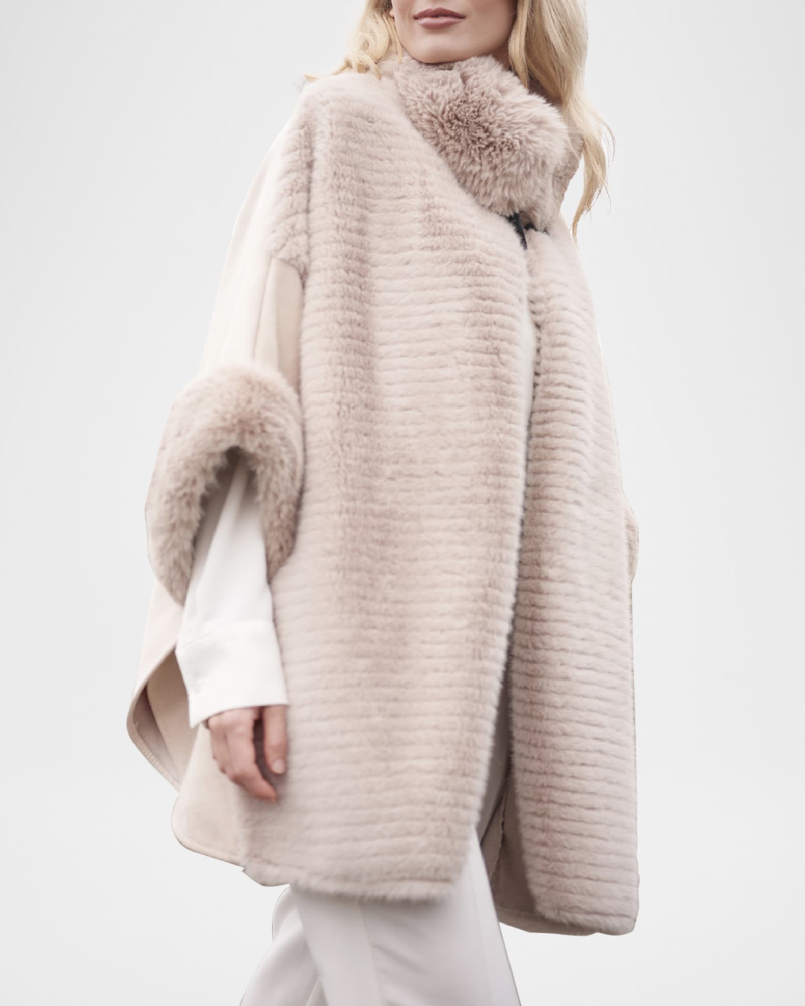 Pia Rossini Ariana Faux Suede & Faux Fur Wrap | Neiman Marcus