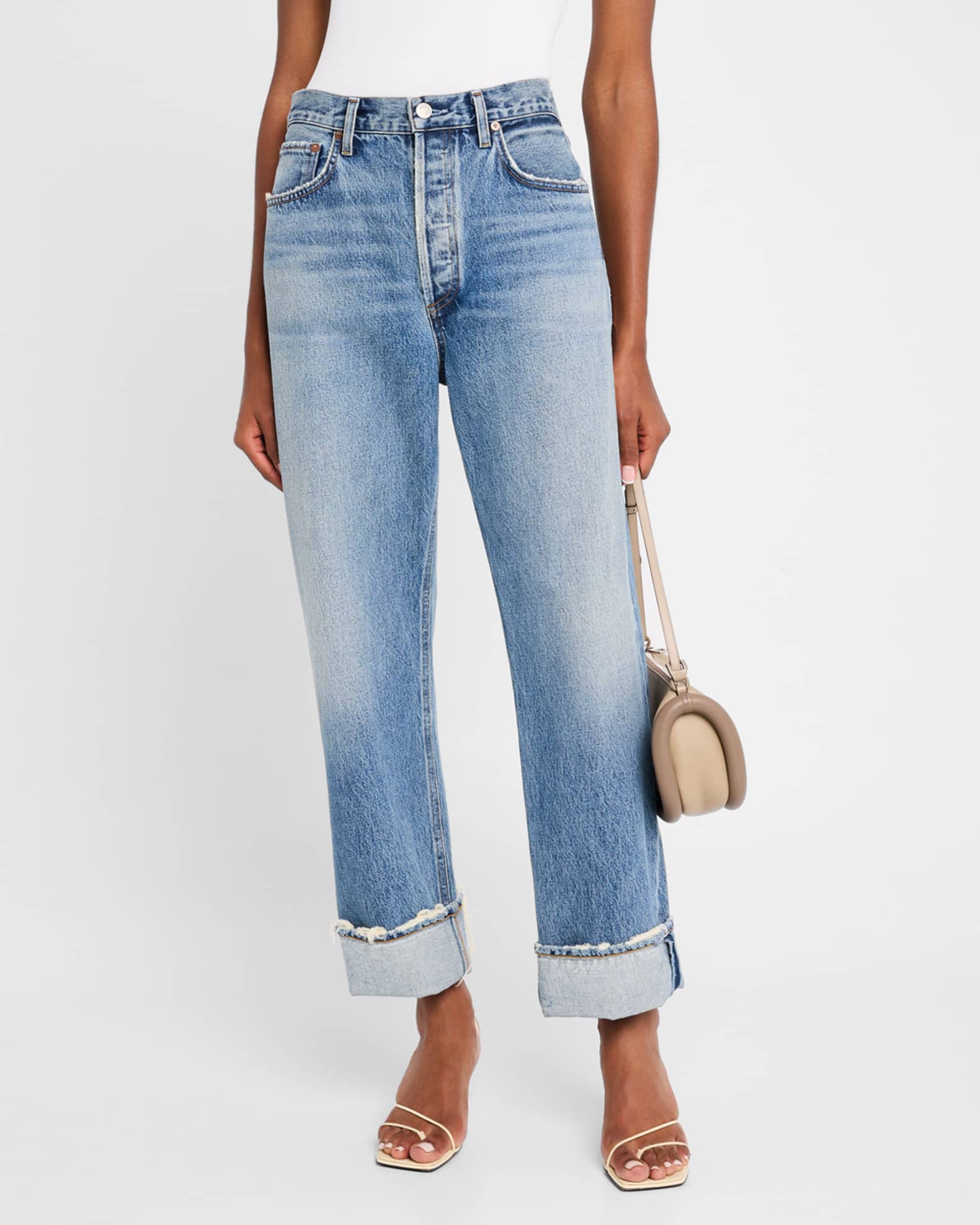 AGOLDE Fran Cuffed Easy Straight Jeans | Neiman Marcus