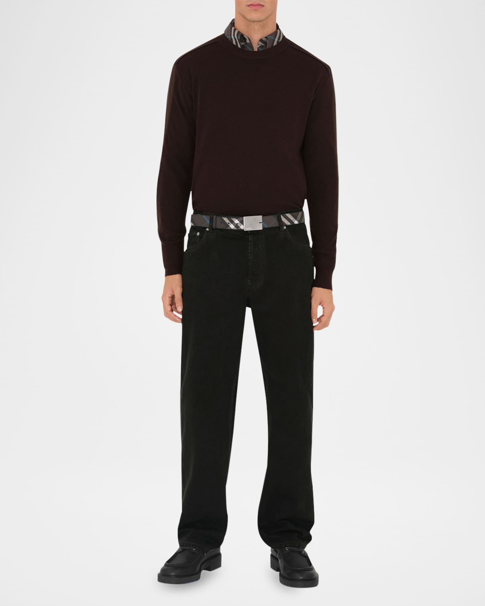 Burberry Men's B-Cut Buckle Check and Leather Reversible Belt | Neiman ...