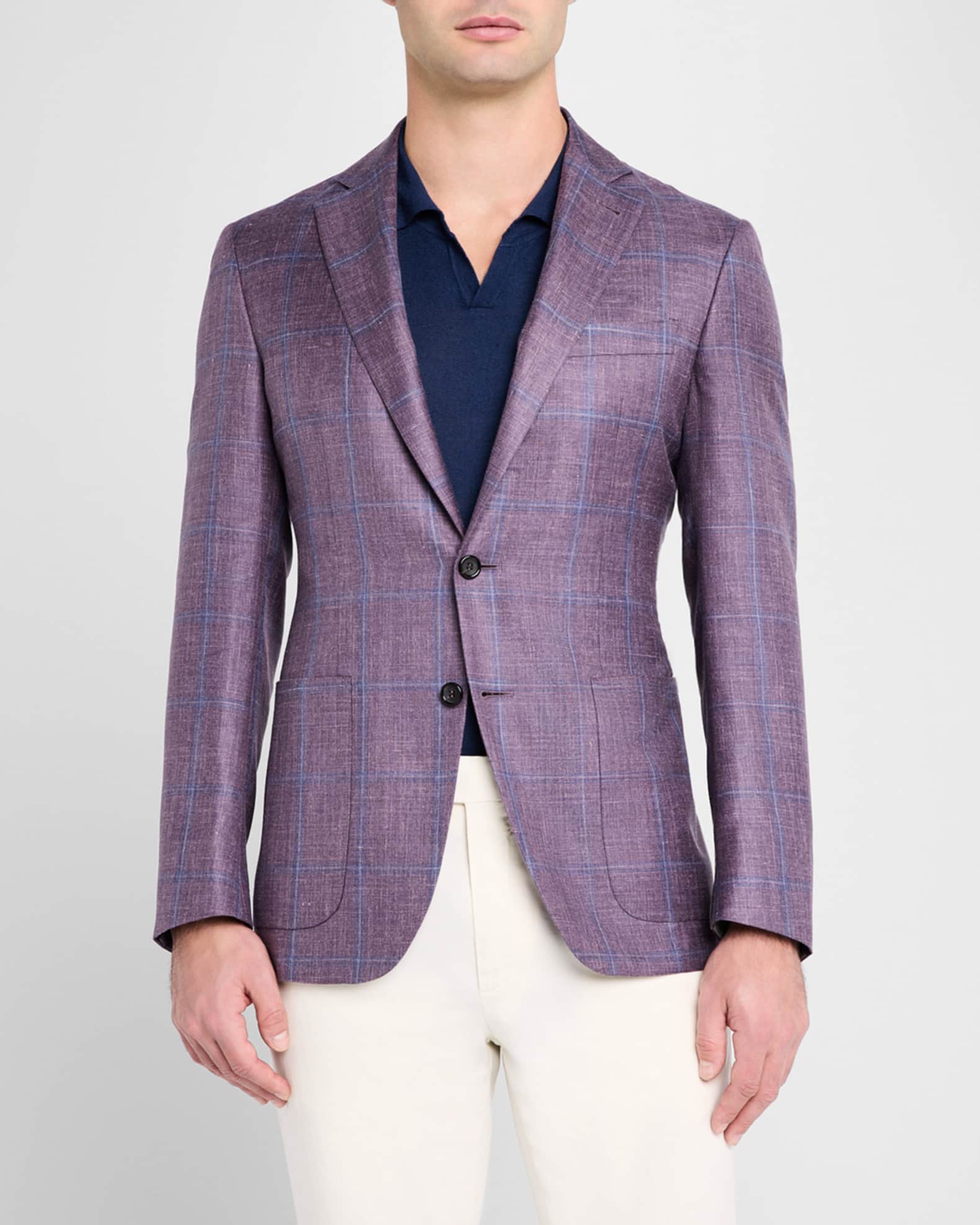 Canali Men's Windowpane Sport Coat | Neiman Marcus