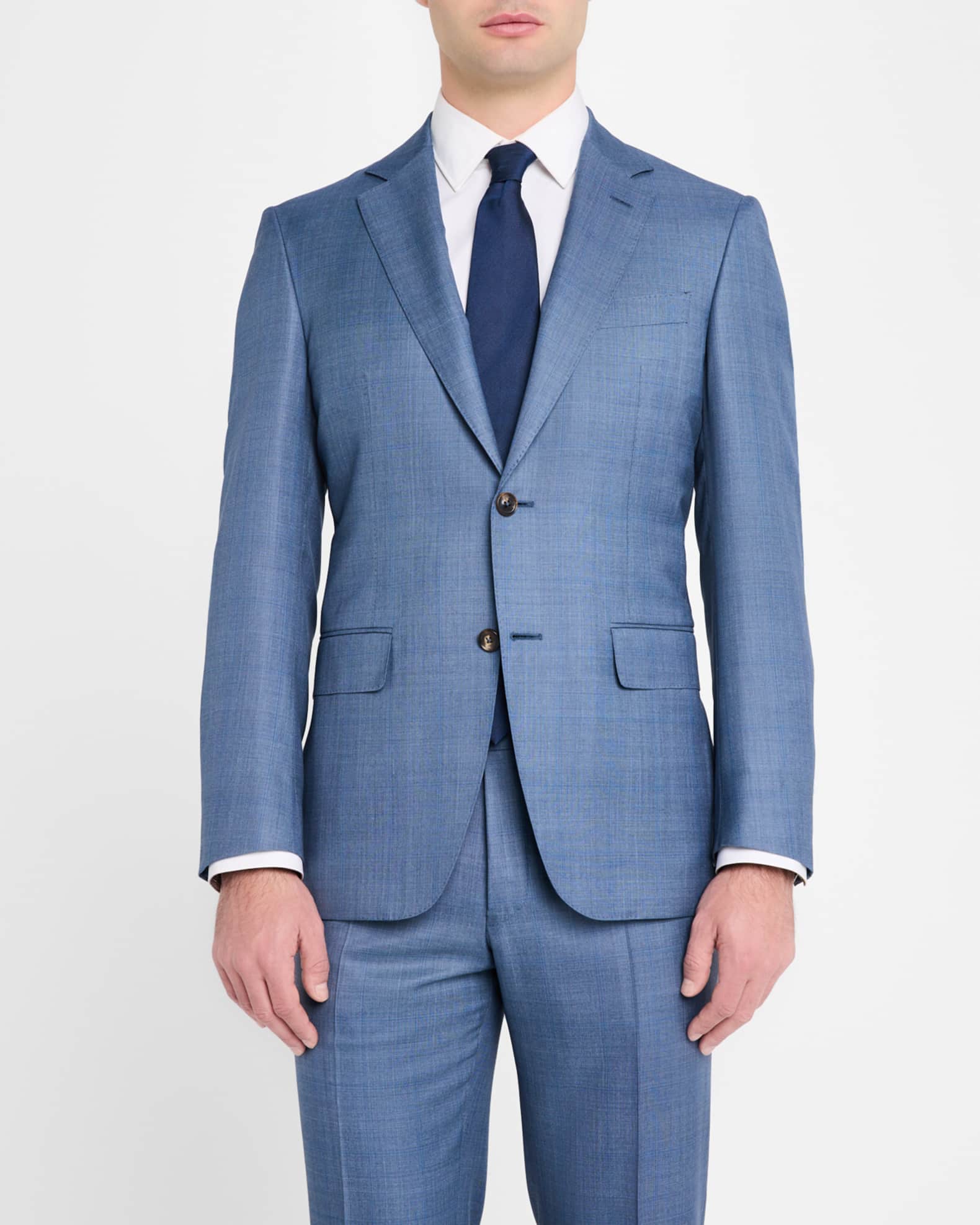Canali Men's Wool-Silk Windowpane Suit | Neiman Marcus