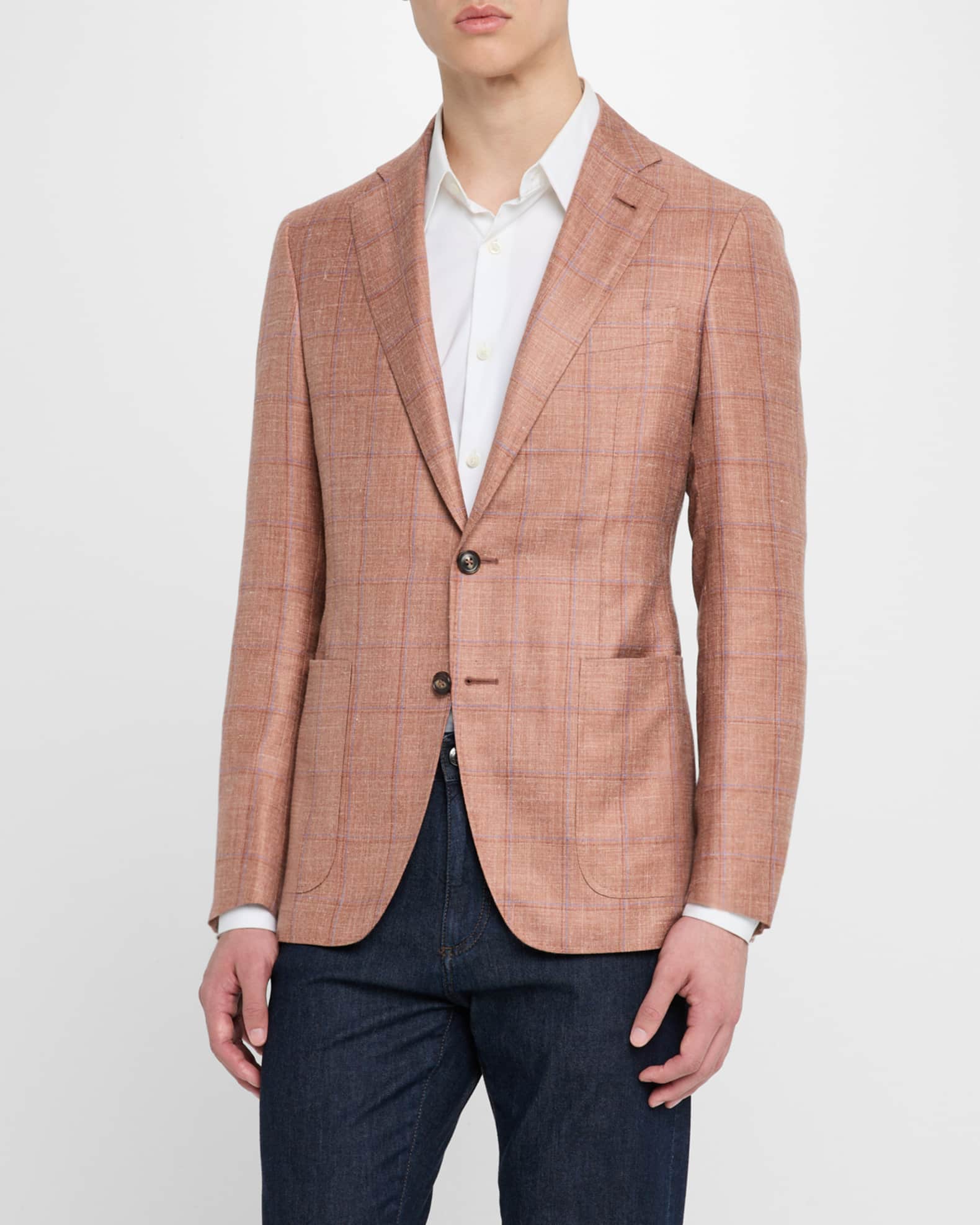 Canali Men's Windowpane Sport Coat | Neiman Marcus