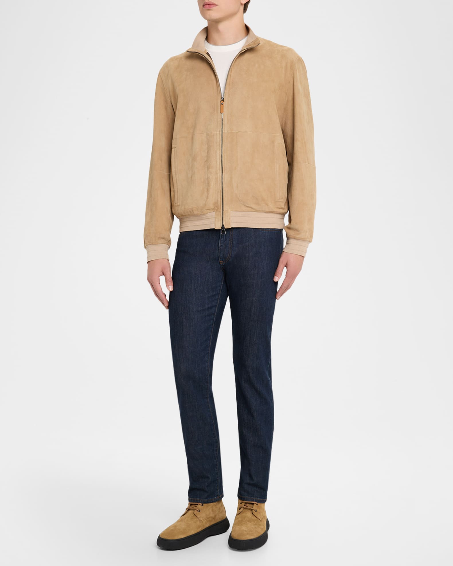 Canali Men's Suede Full-Zip Blouson | Neiman Marcus
