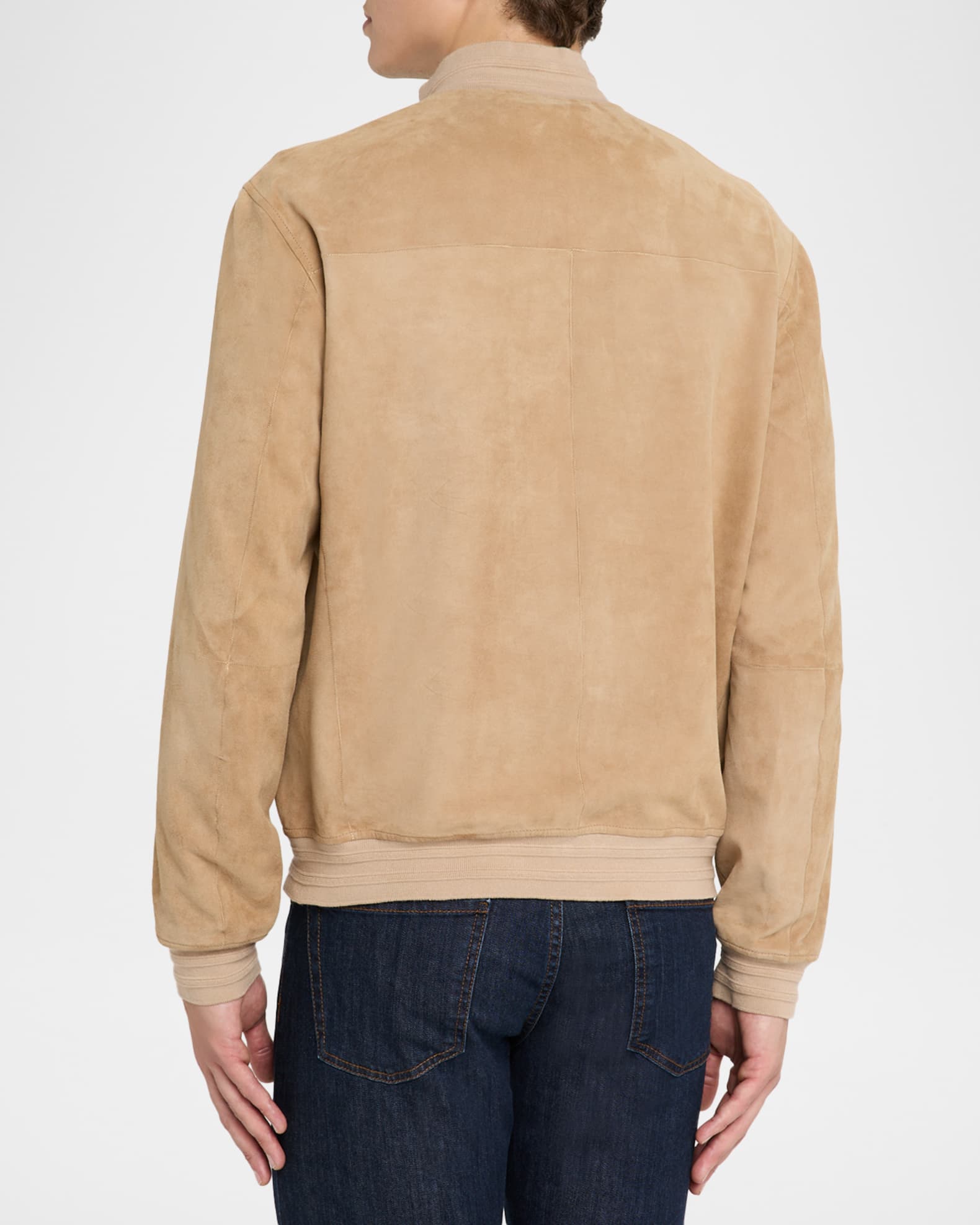 Canali Men's Suede Full-Zip Blouson | Neiman Marcus