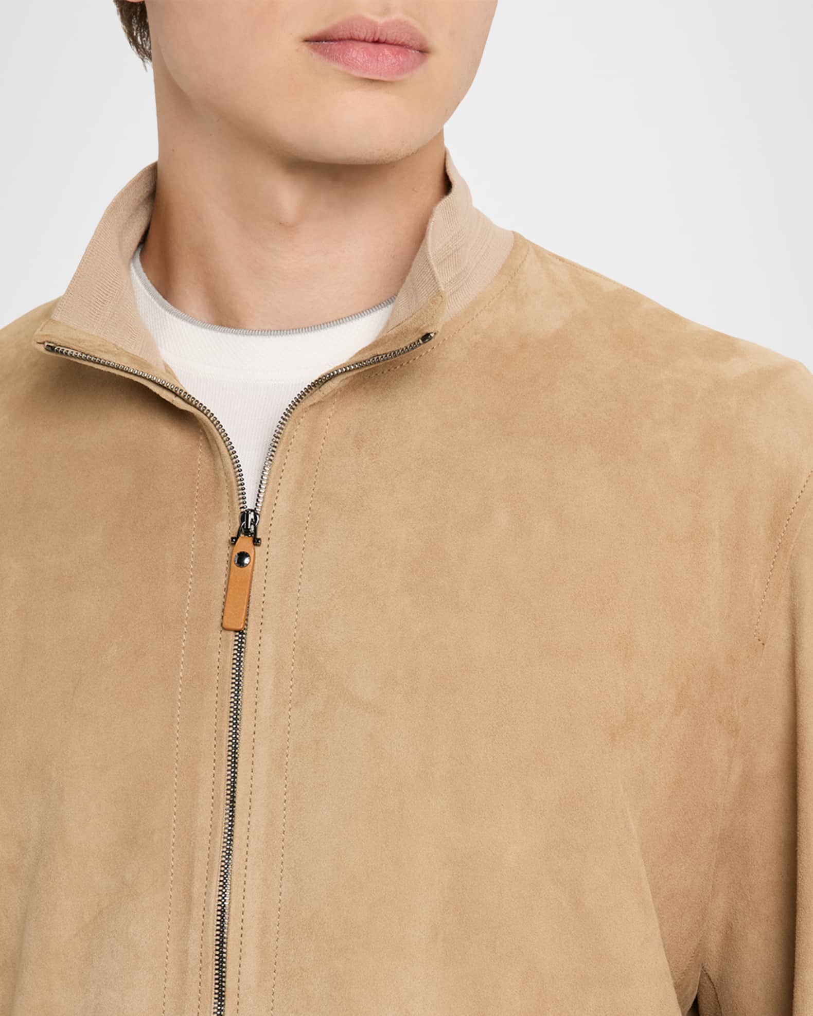 Canali Men's Suede Full-Zip Blouson | Neiman Marcus