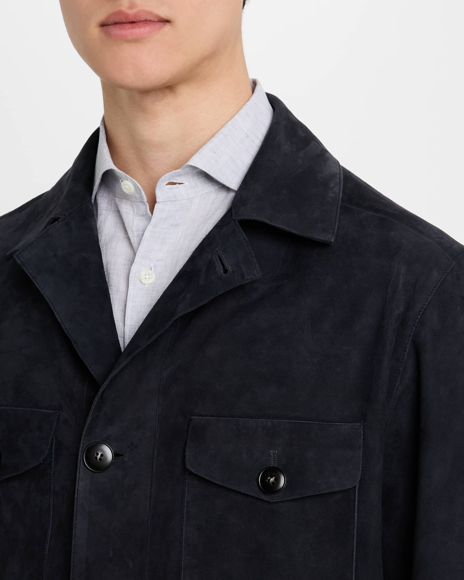 Canali Men's Suede Four-Pocket Field Jacket | Neiman Marcus