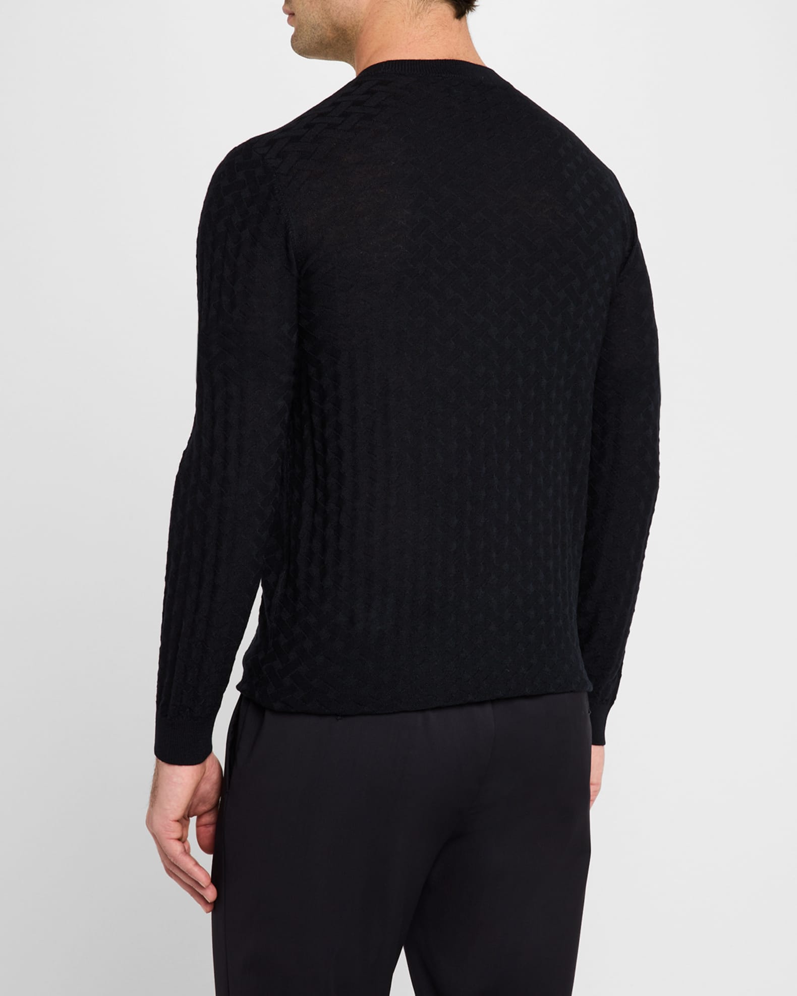 Emporio Armani Men's Merino Wool Basketweave Crewneck Sweater | Neiman ...