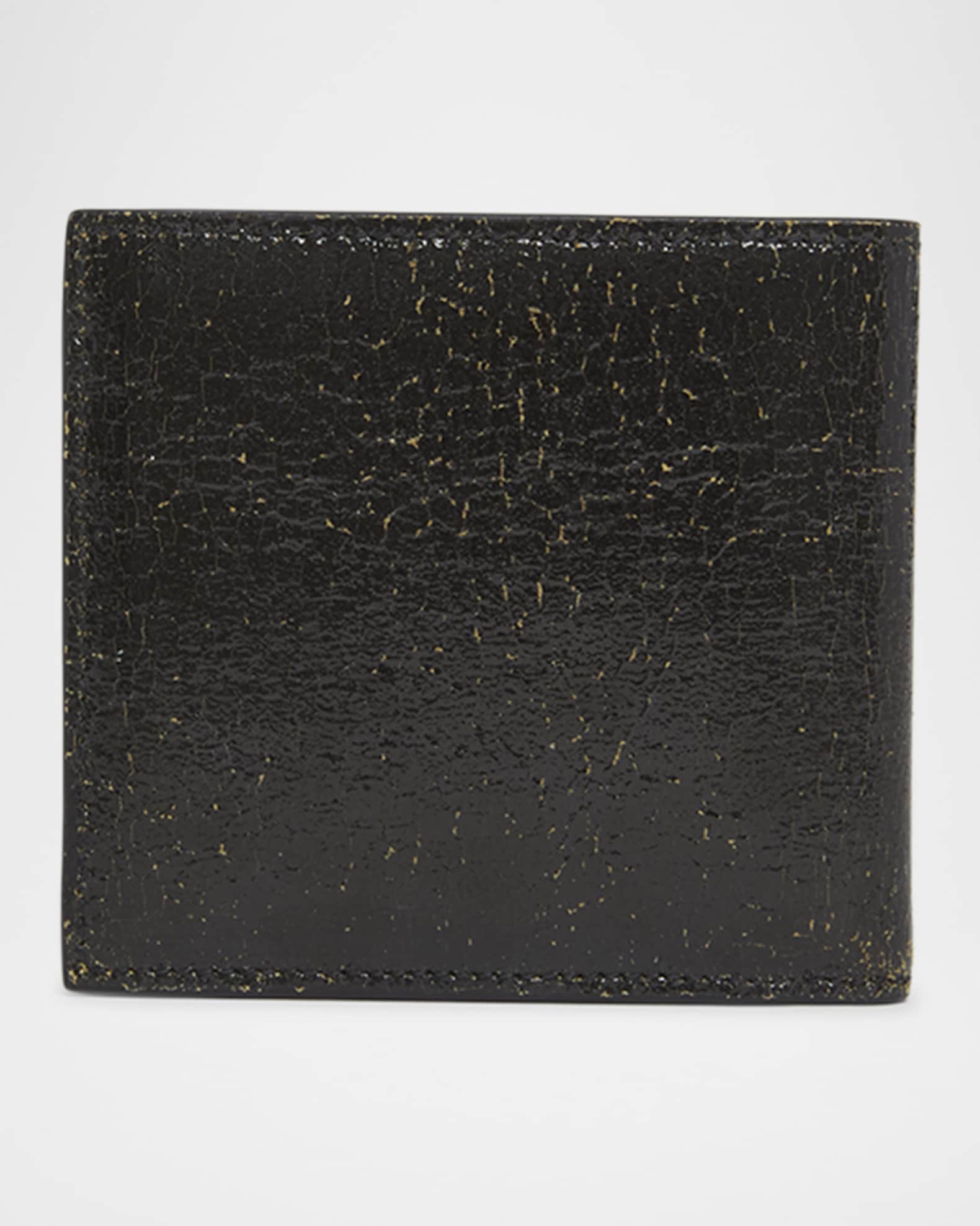 McQueen Men's Cracked Leather Bifold Wallet | Neiman Marcus