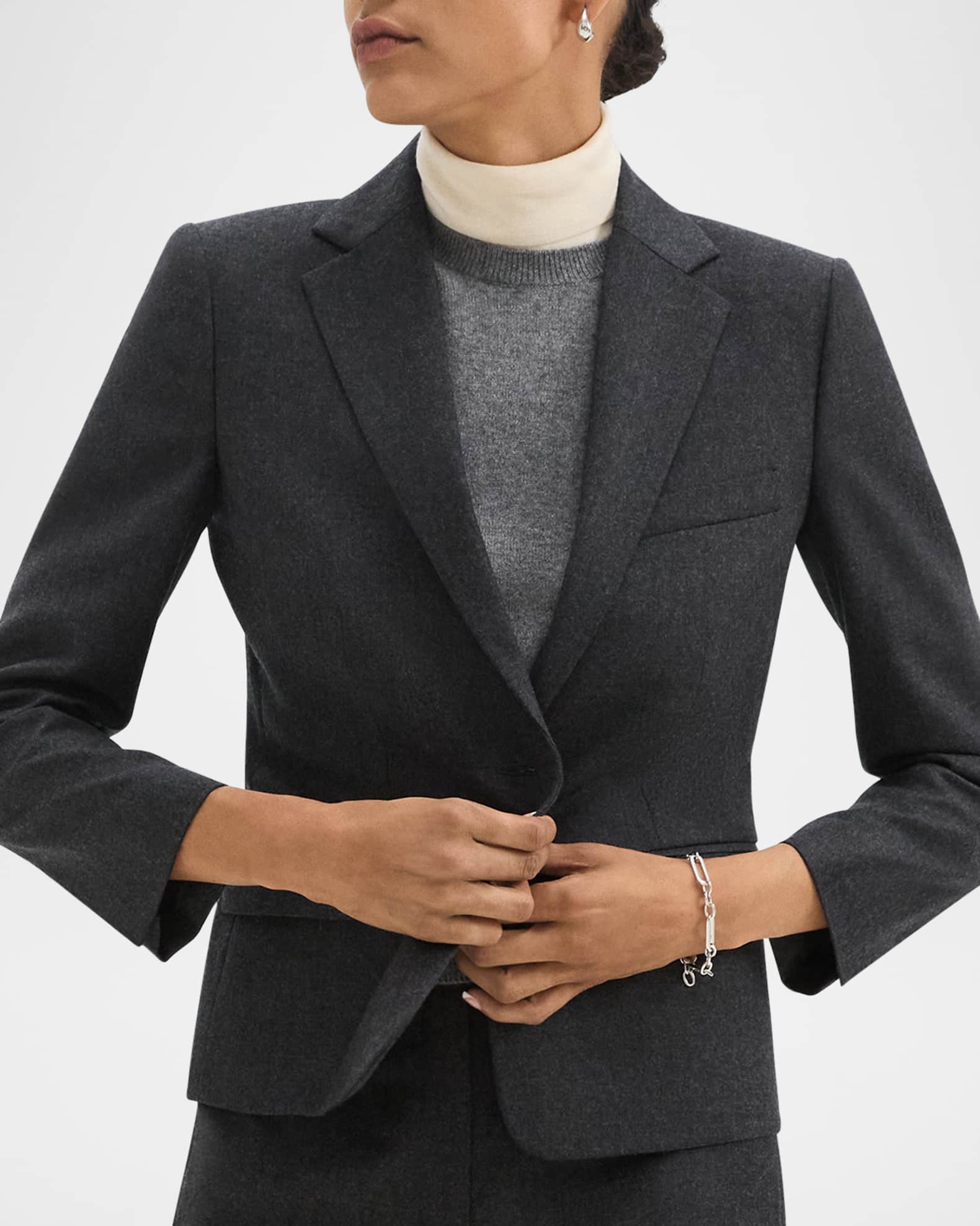 Theory Flannel One-Button Slim Jacket | Neiman Marcus