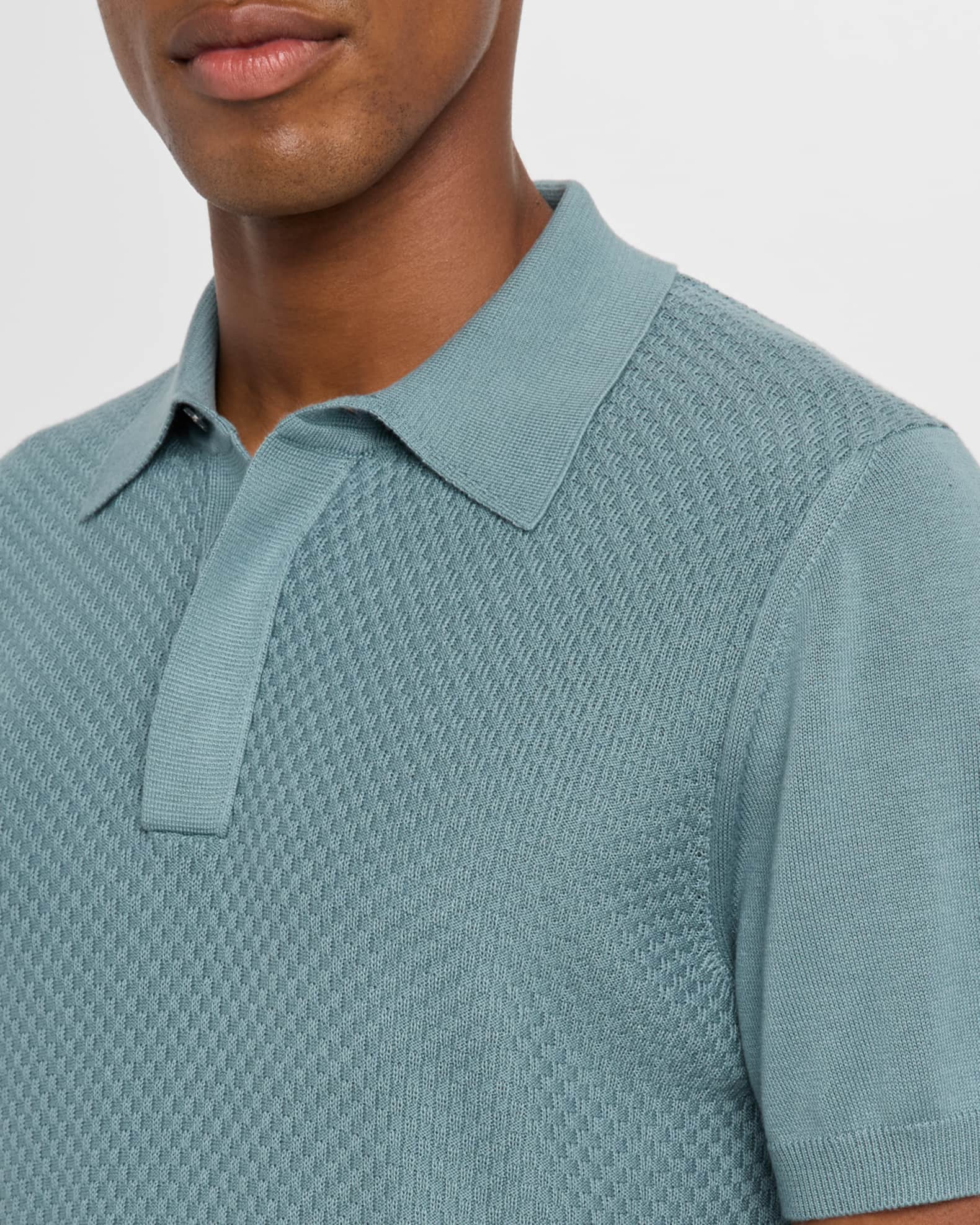 Canali Men's Cotton-Modal Waffle Knit Polo Sweater | Neiman Marcus