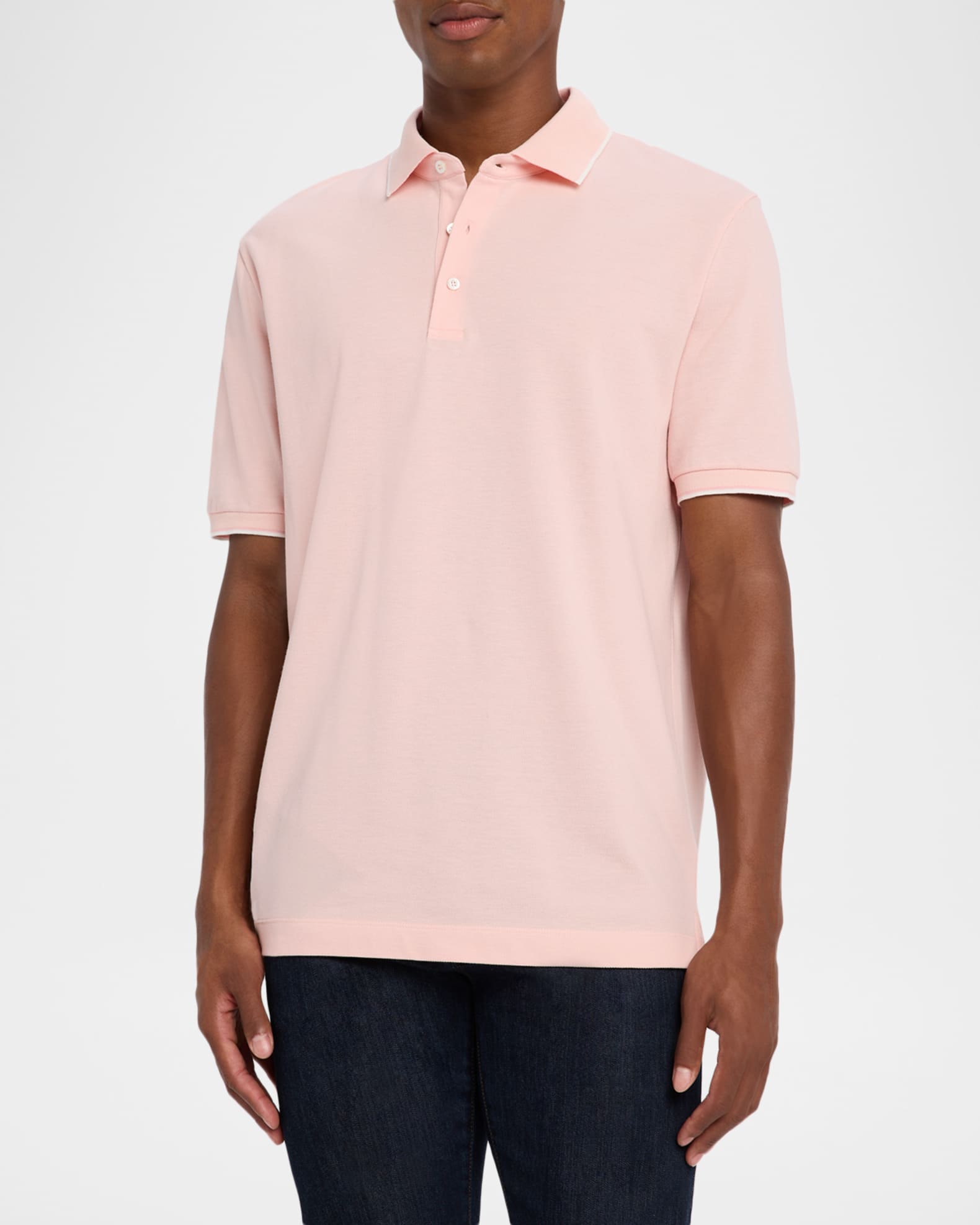 Canali Men's Two-Tone Short-Sleeve Polo Shirt | Neiman Marcus