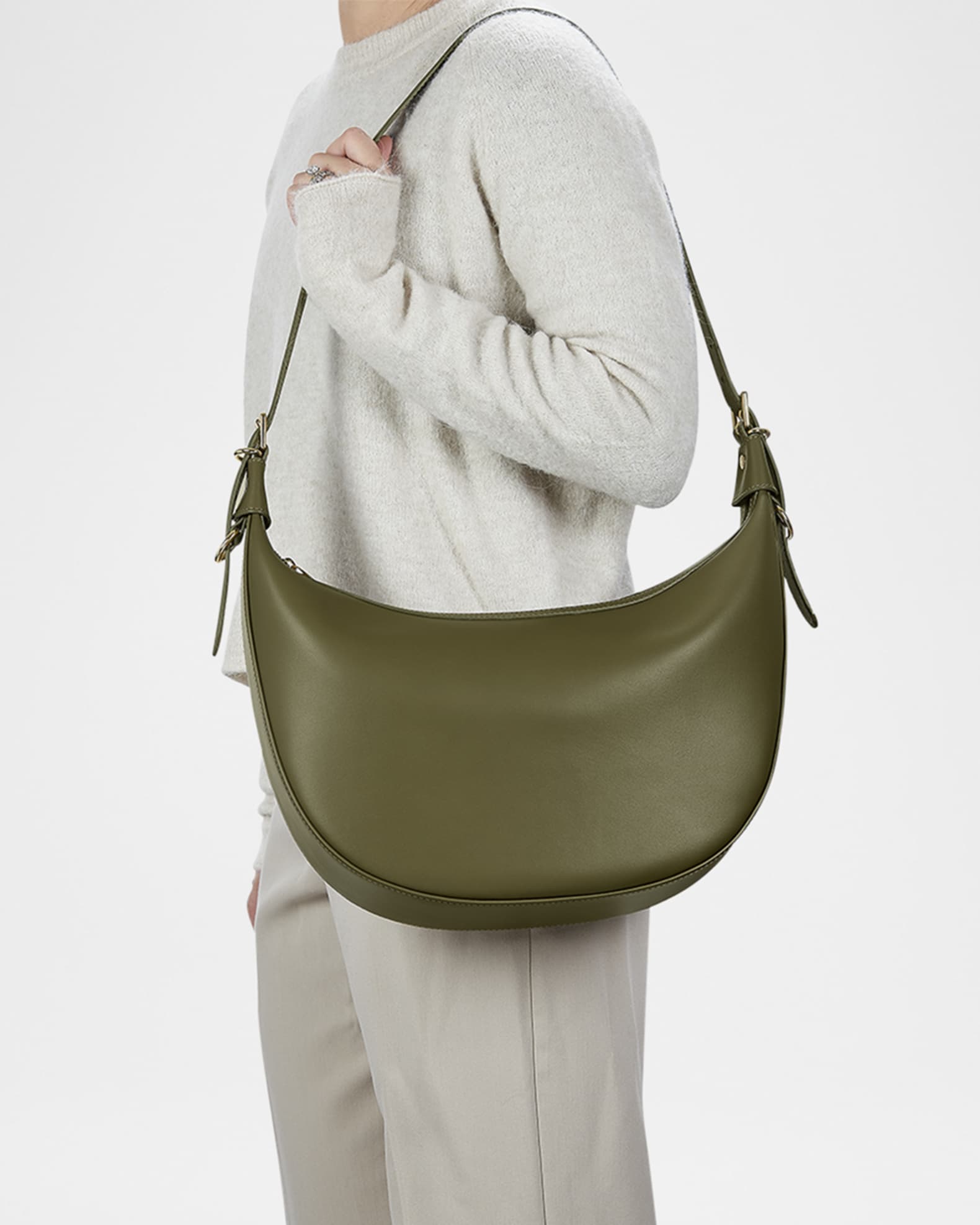 Gigi New York Reagan Zip Leather Hobo Bag | Neiman Marcus