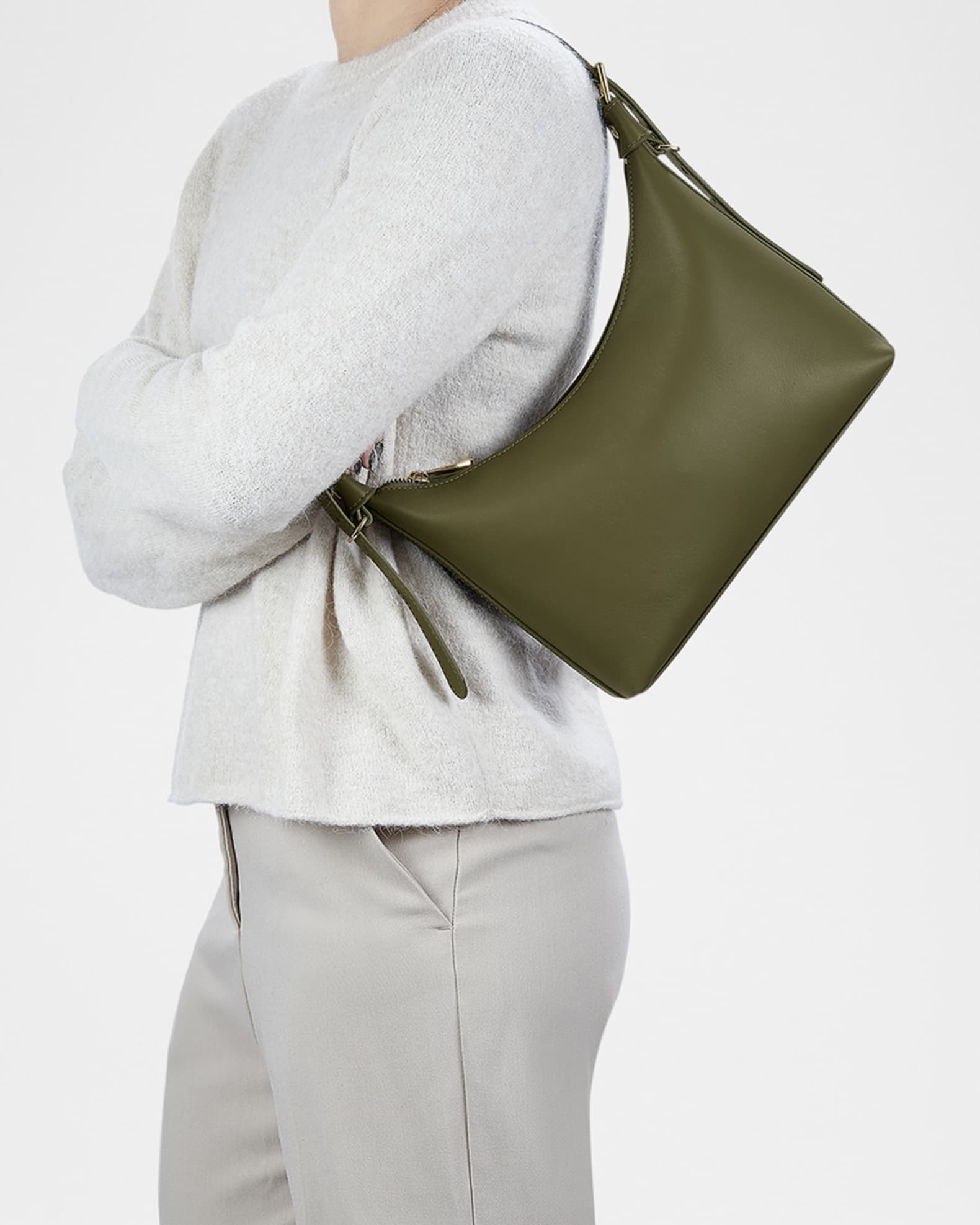 Gigi New York Blake Zip Leather Shoulder Bag | Neiman Marcus
