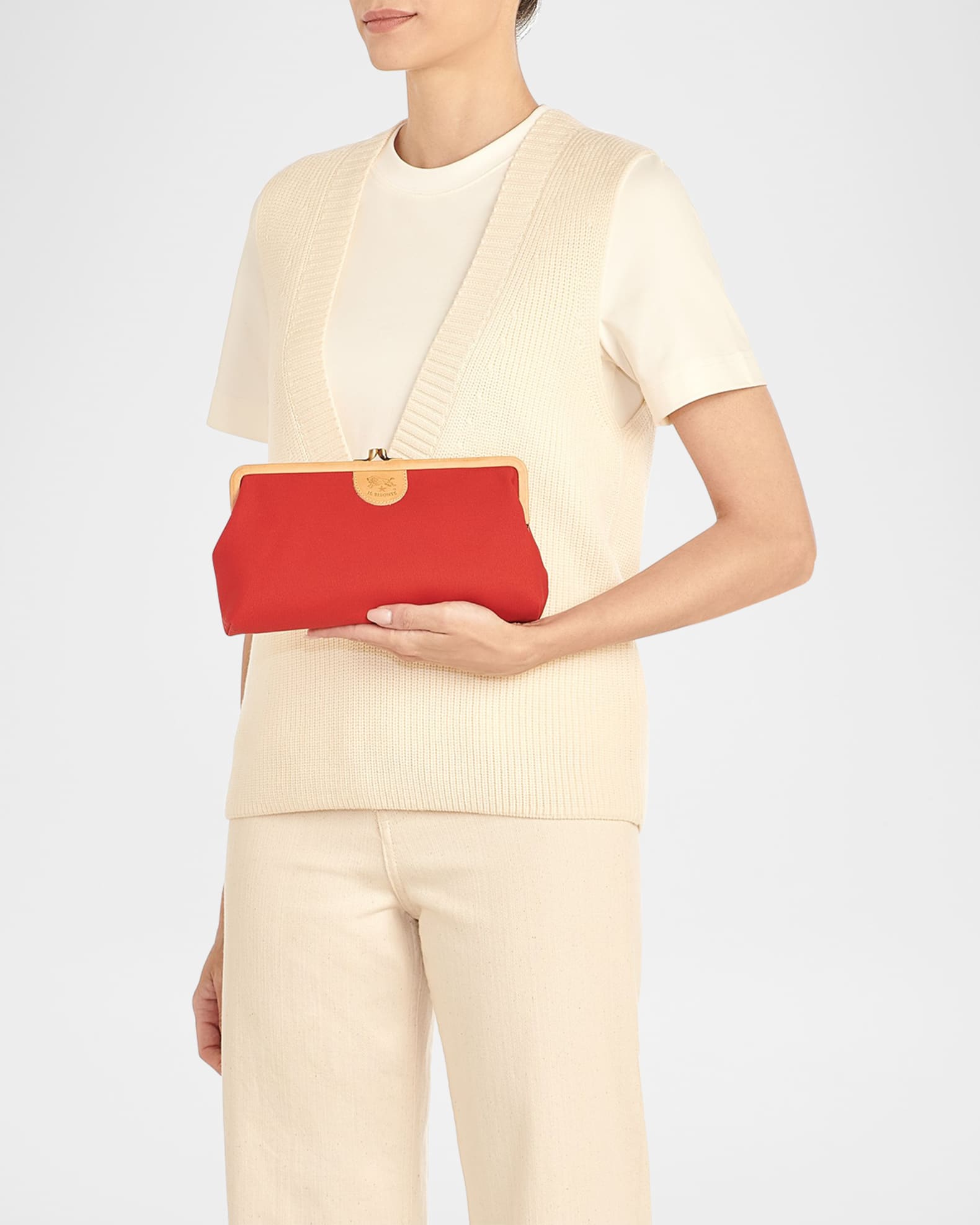 Il Bisonte Manuela Frame Canvas Clutch Bag | Neiman Marcus
