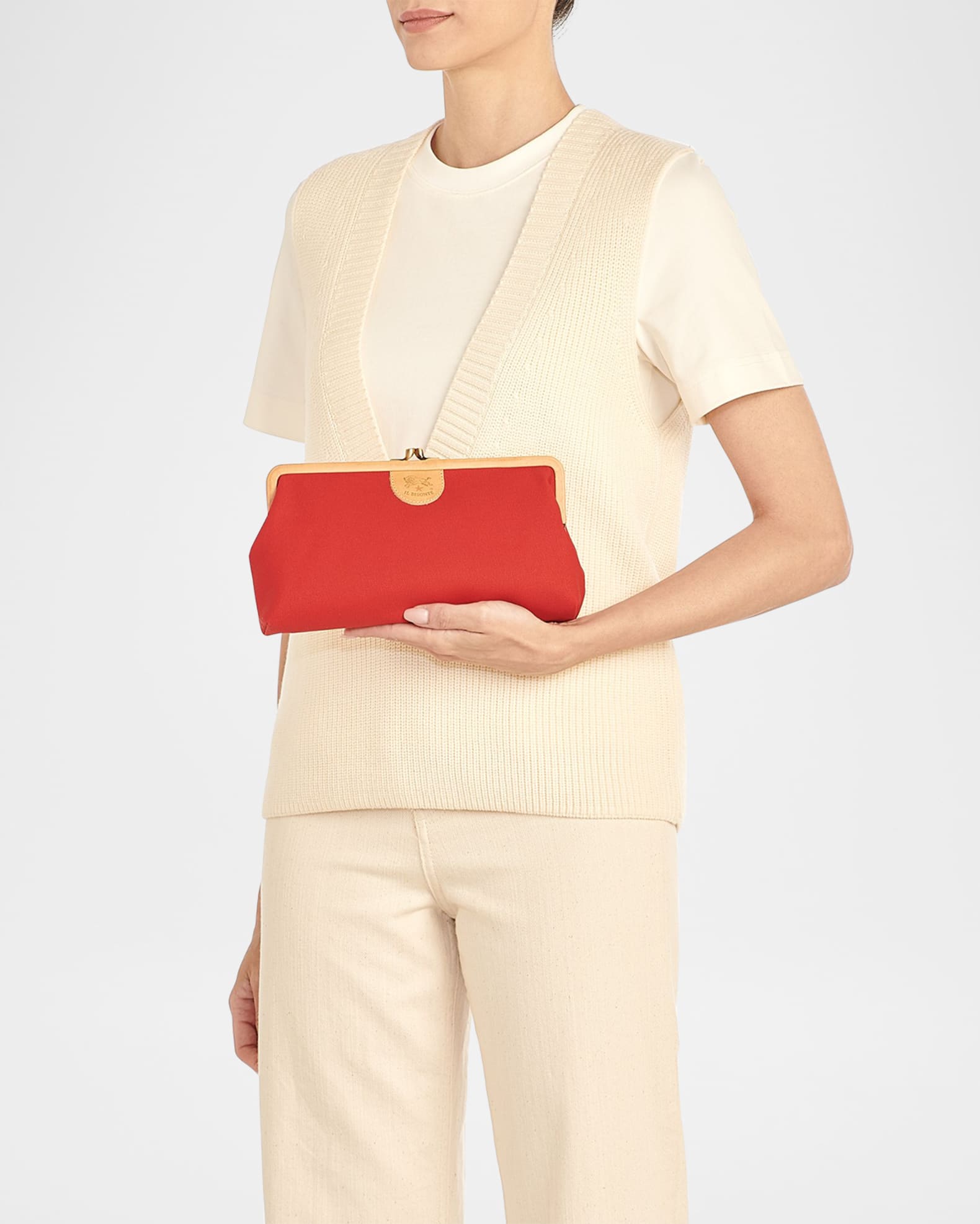 Il Bisonte Manuela Frame Canvas Clutch Bag | Neiman Marcus