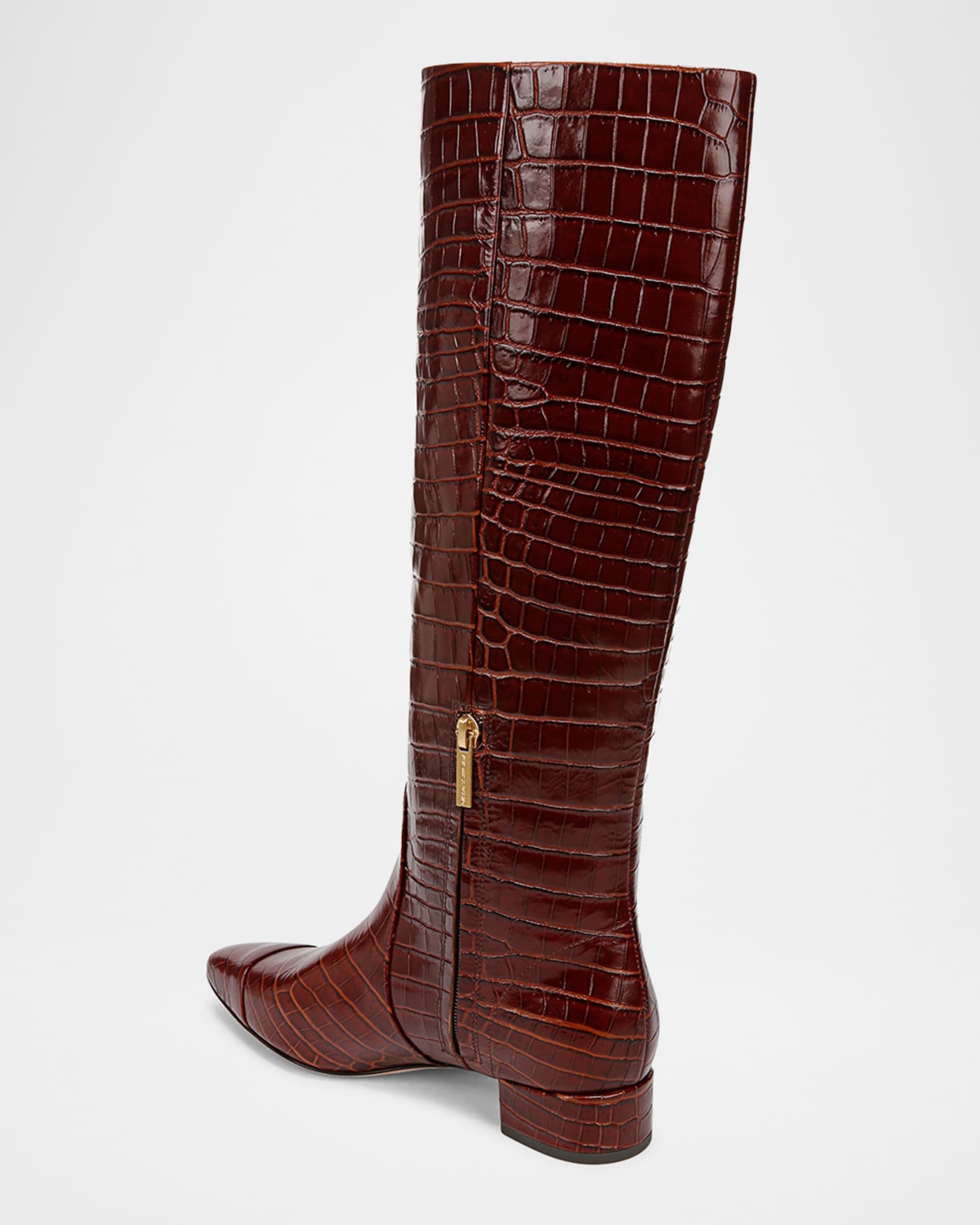 Veronica Beard Cecile Croc-Embossed Leather Knee High Boots | Neiman Marcus