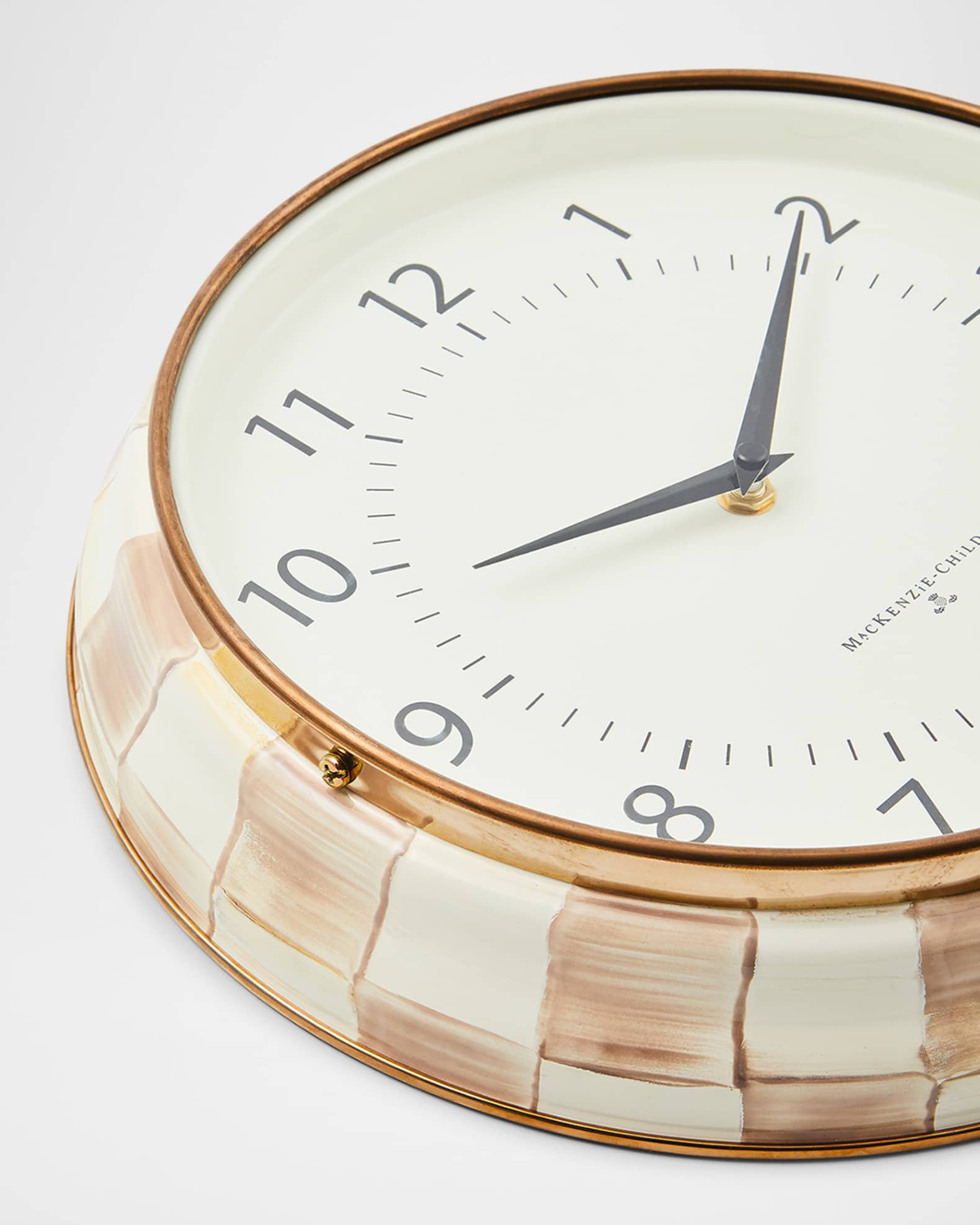 MacKenzie-Childs Mocha Check School Clock | Neiman Marcus