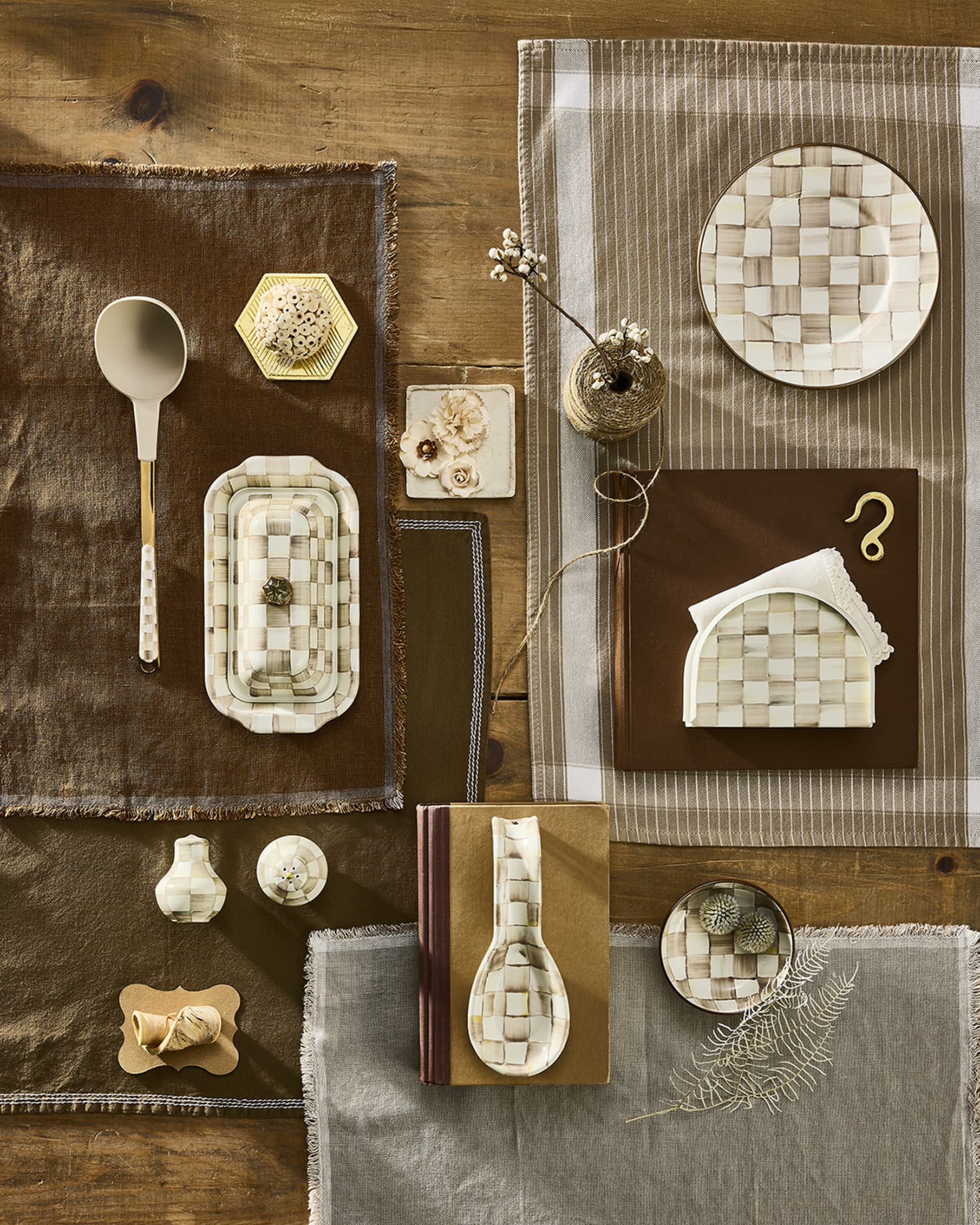 MacKenzie-Childs Mocha Check Relish Dish | Neiman Marcus